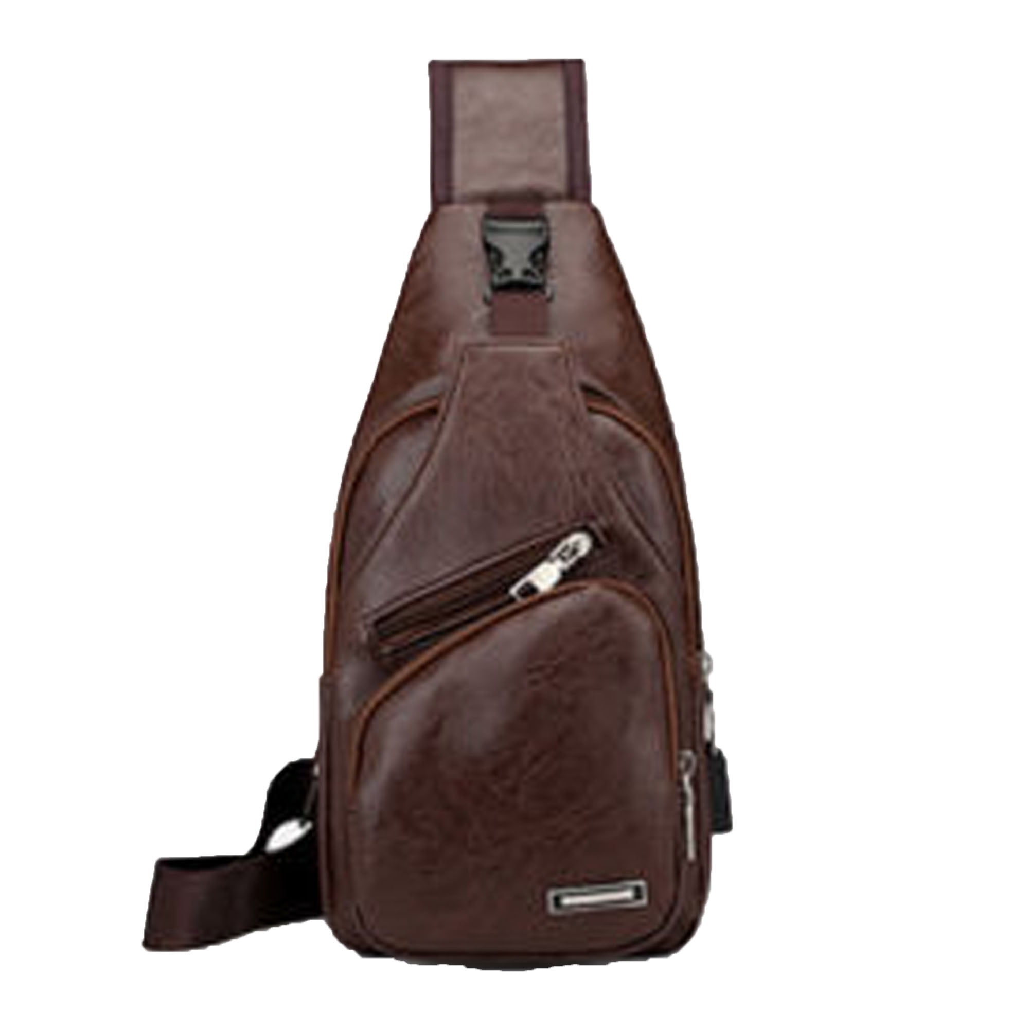 Spring hue Men Leather Chest Sling Packs Shoulder Cross Body Bag Packs ...