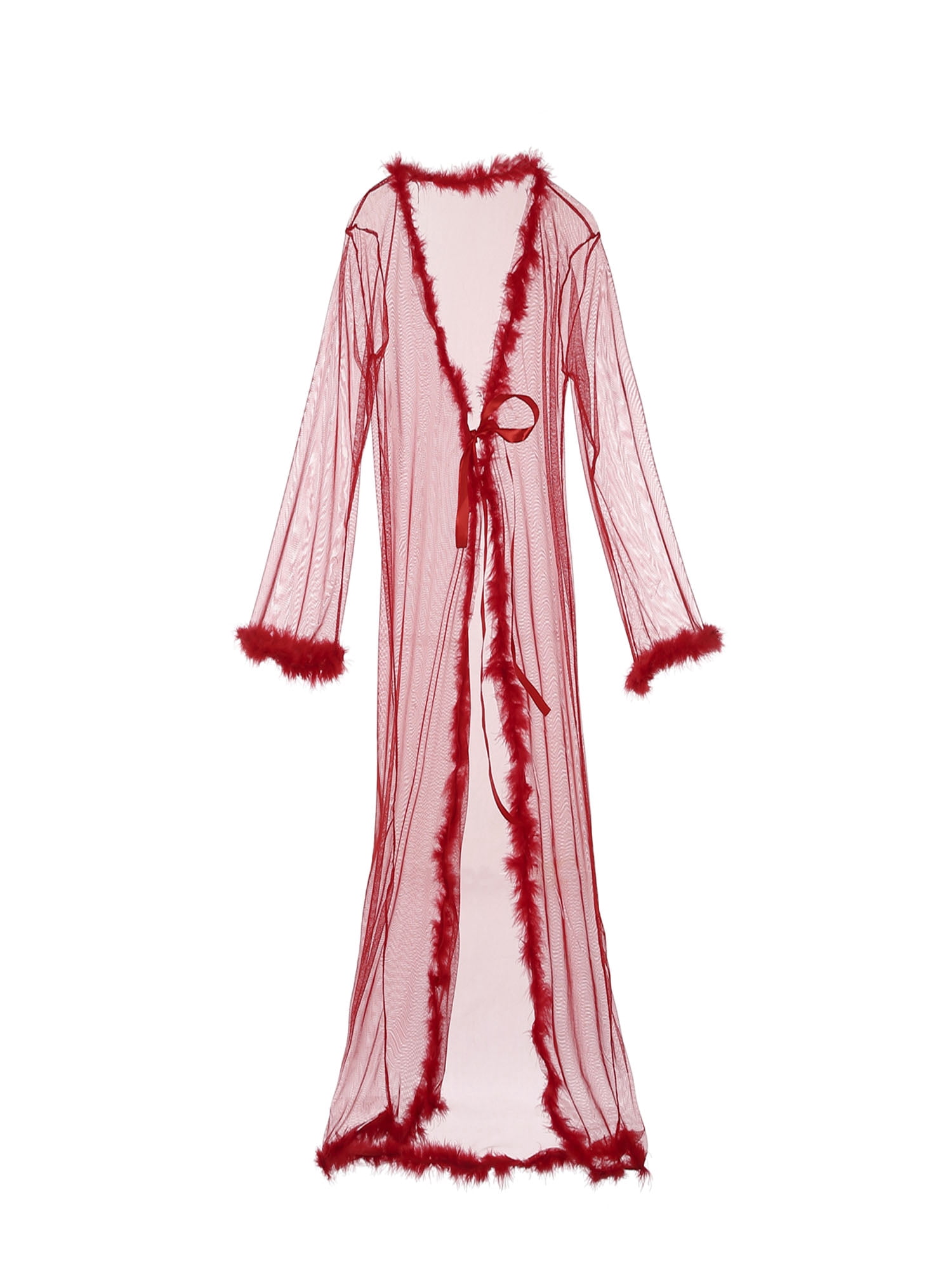 Spring hue Women Lingerie Lace Dress Long Bath Robe Gown Babydoll ...
