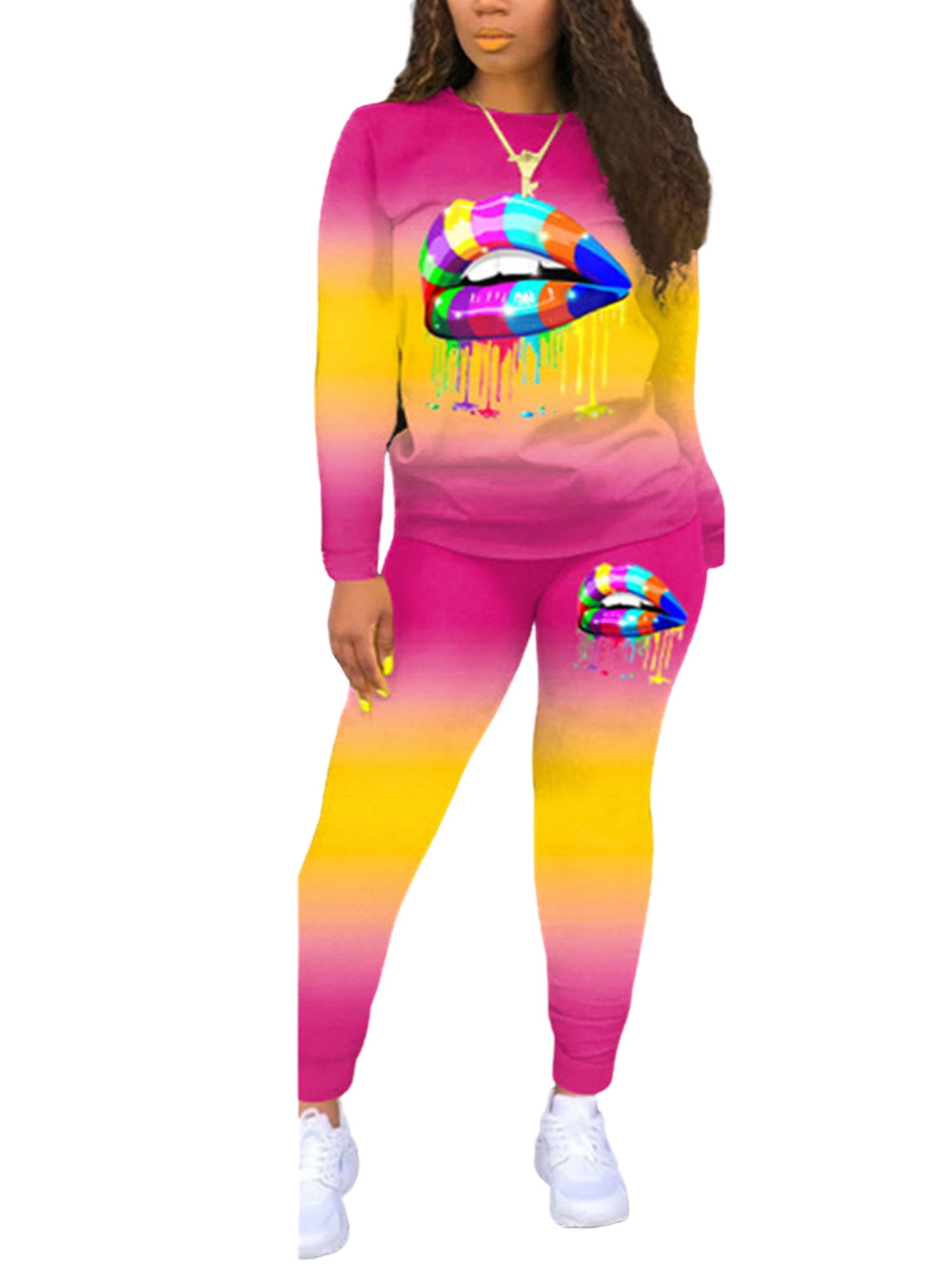 Spring hue Women Tracksuit Outfits Set Tie Dye Sweatshirt Long Pants ...