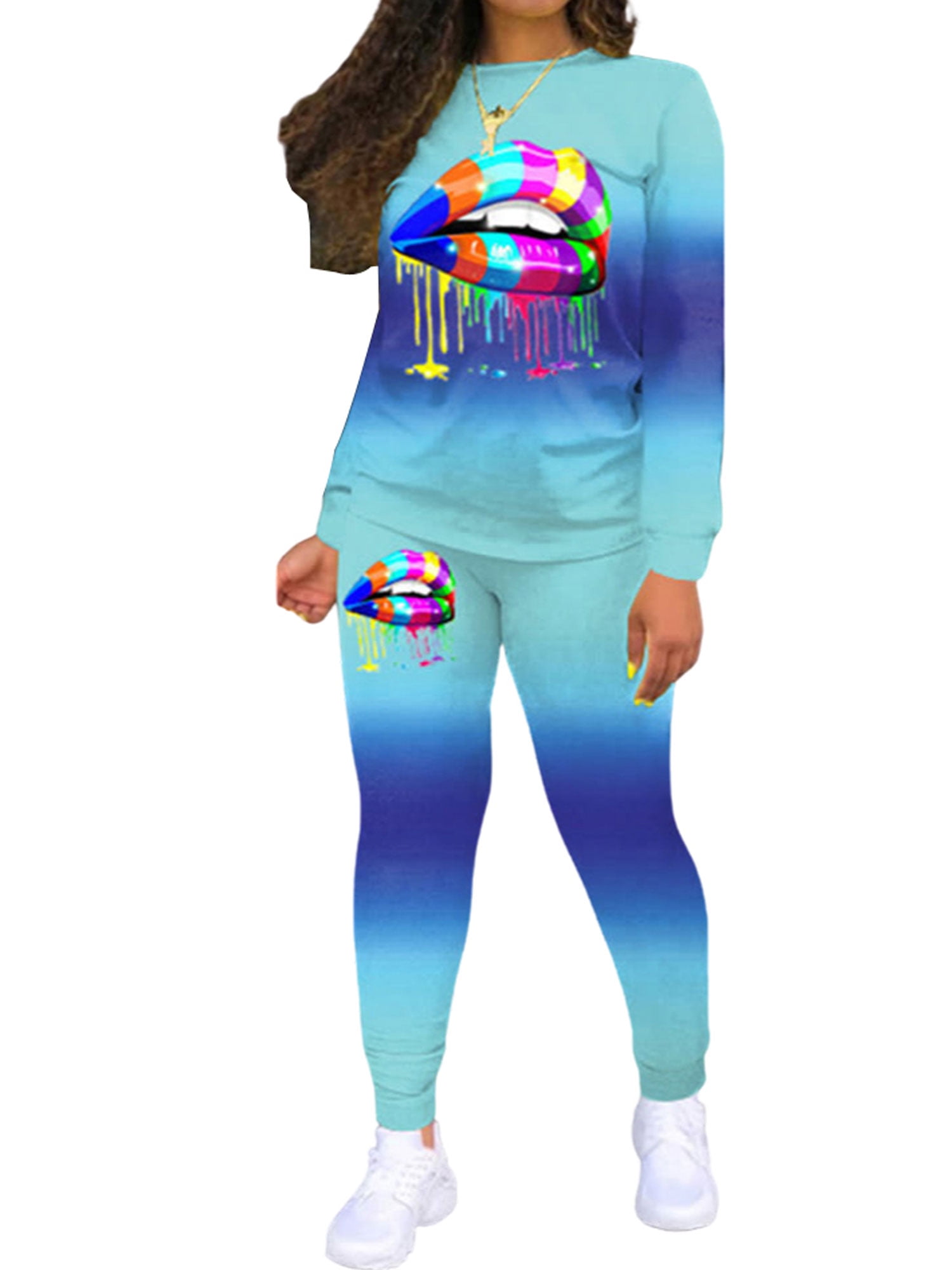 Spring hue Women Tracksuit Outfits Set Tie Dye Sweatshirt Long Pants ...