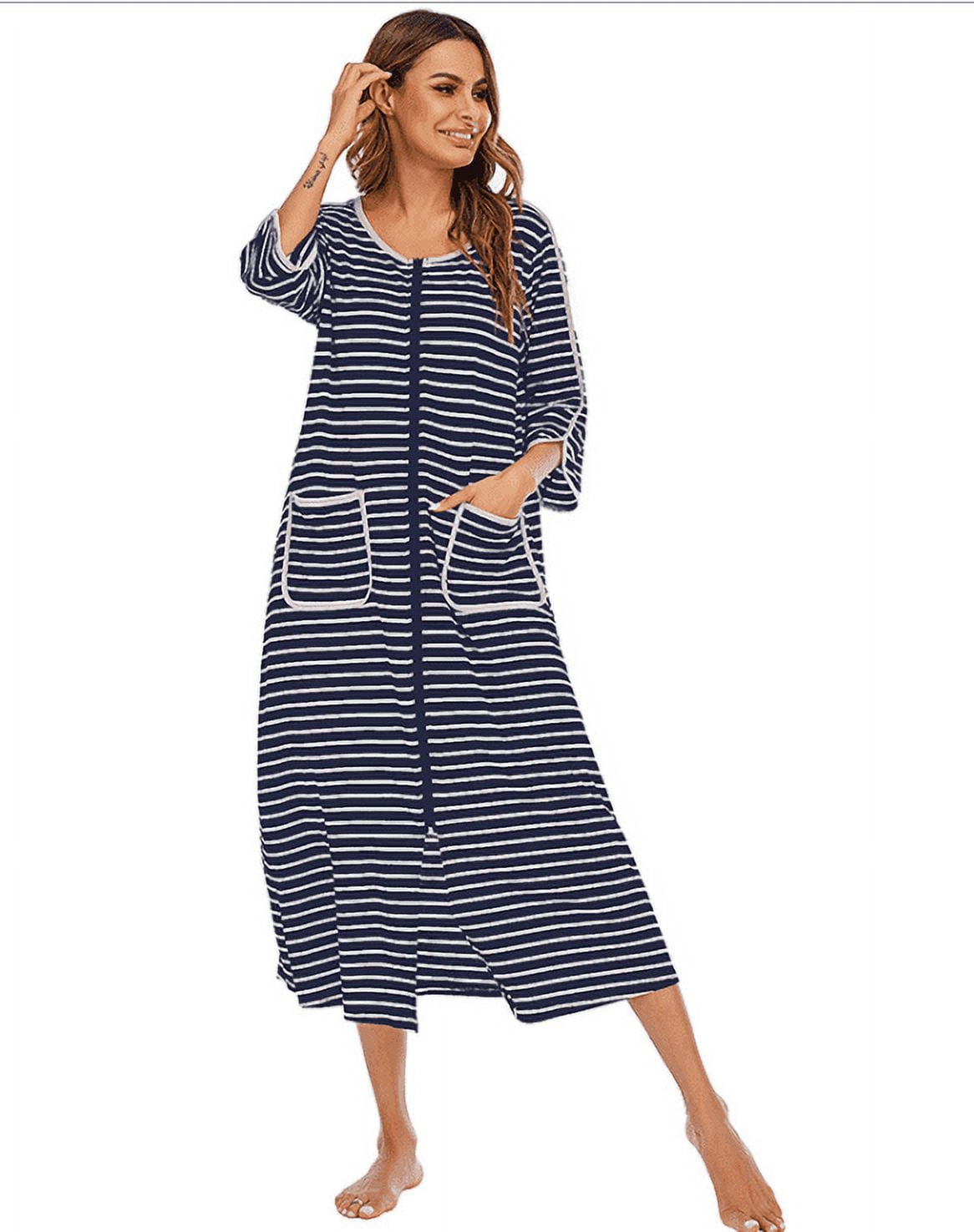 Spring hue Womens Robes Dressing Gowns,Women Zipper Robe Short/Long ...