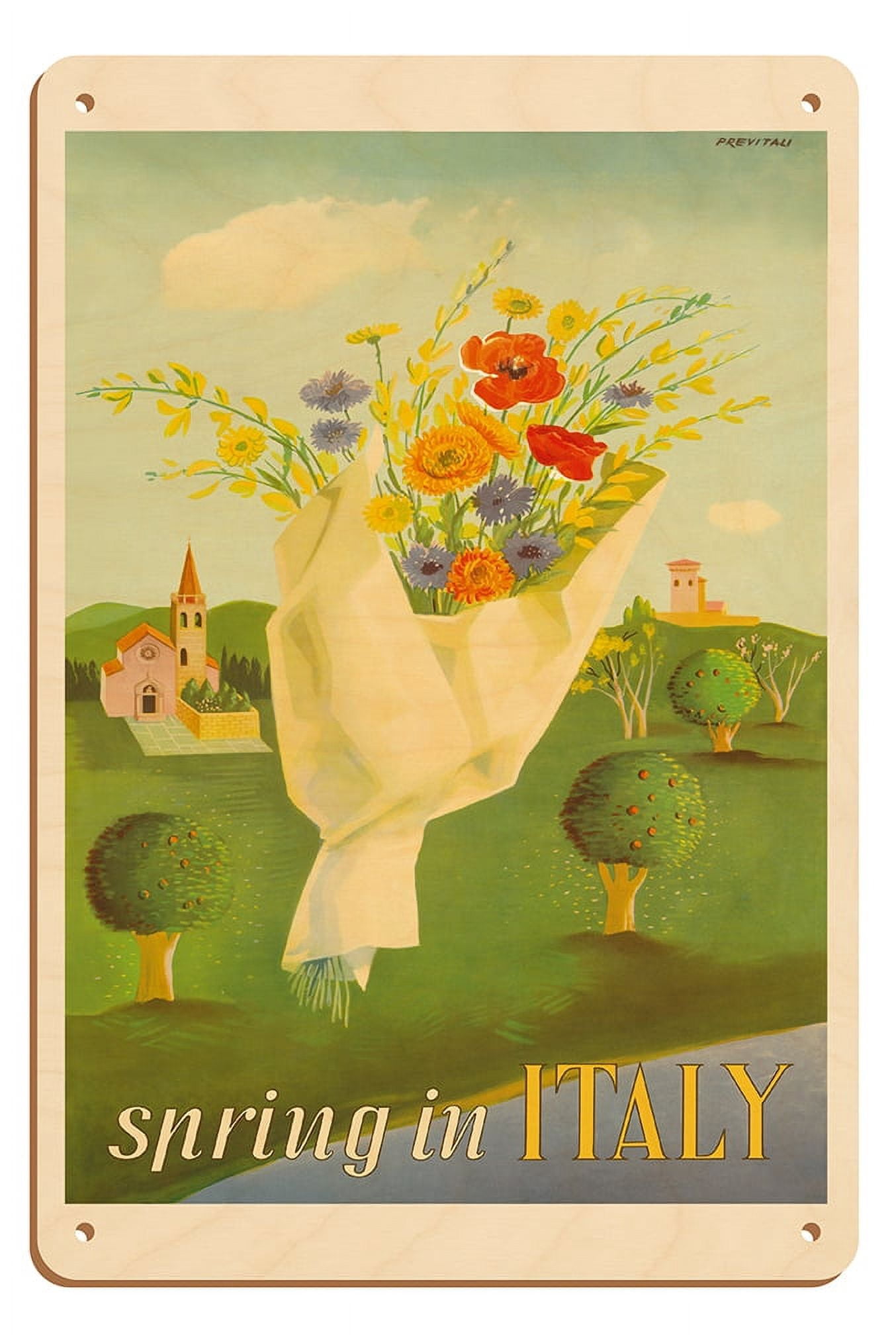Spring in Italy - Vintage Travel Poster by Delfo Previtali c.1950s - 8 ...