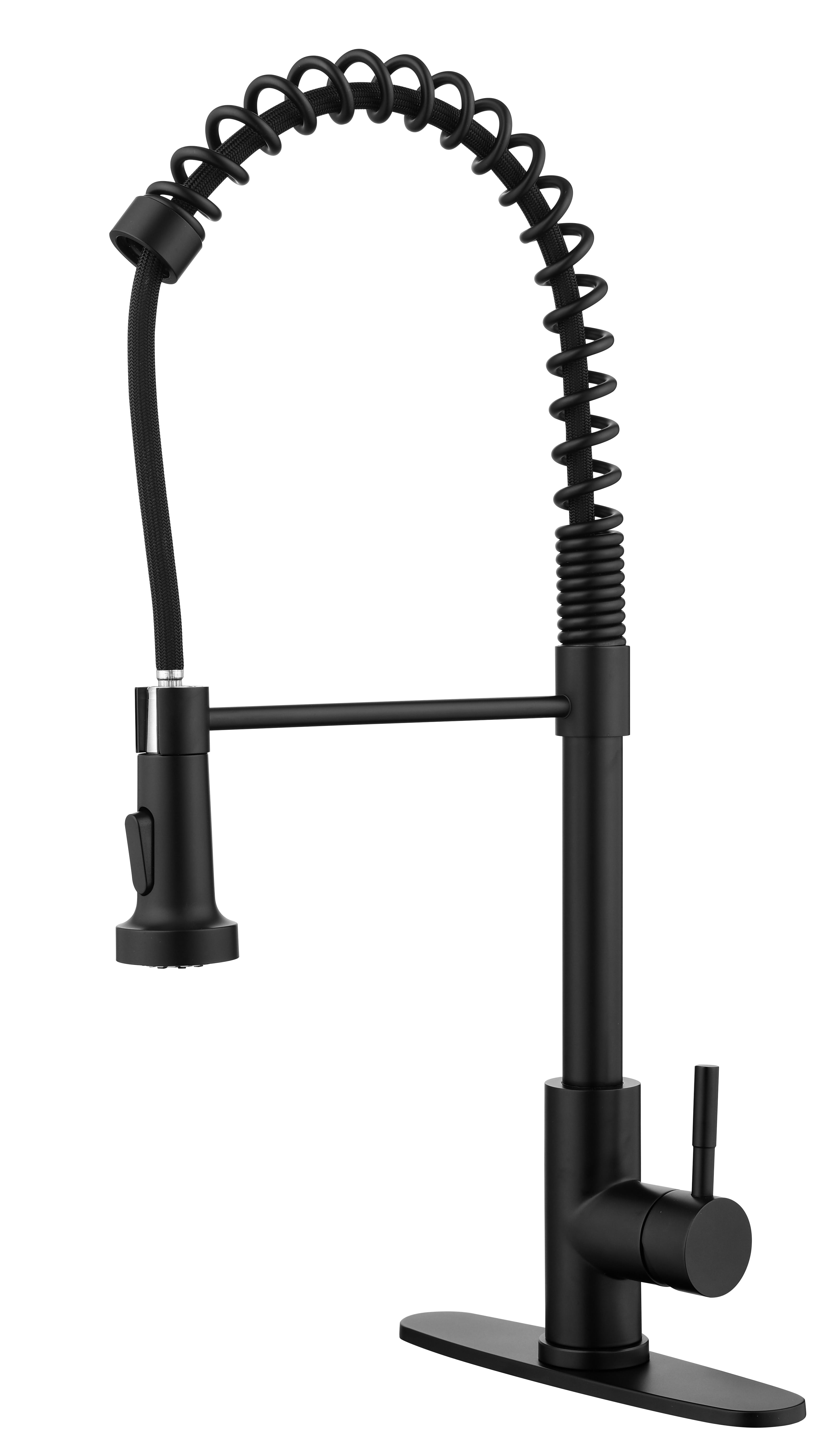 Spring kitchen faucet with pull-out sprayer, stainless steel single ...