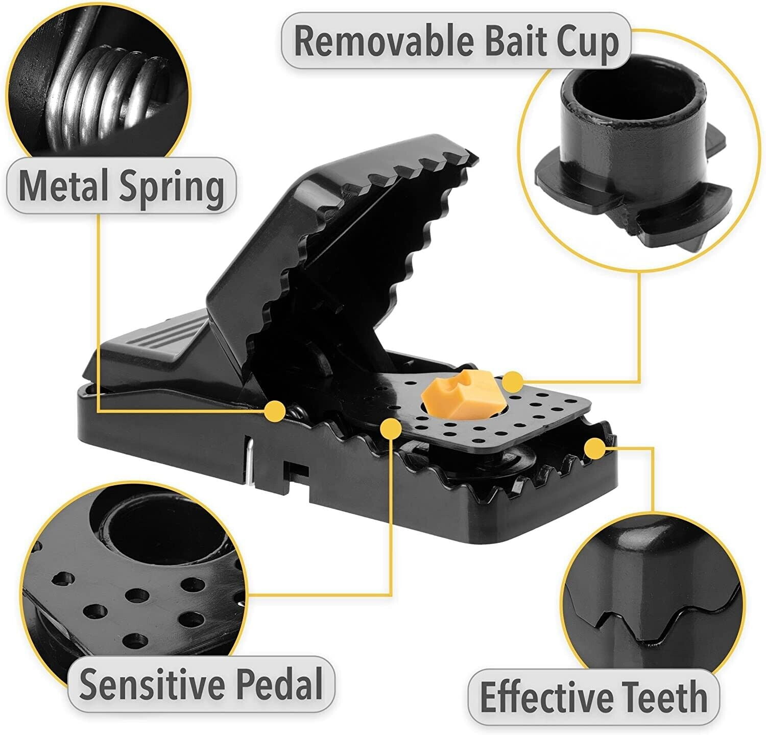 Spring-loaded mouse trap, reusable, durable pest trap, 6 mouse traps ...