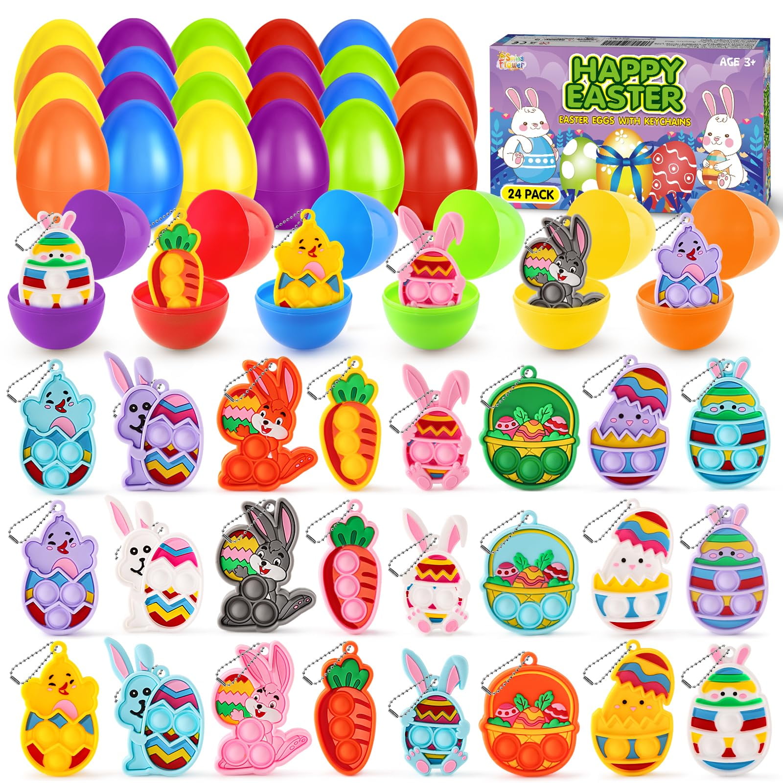 SpringFlower 24 Pack Filled Easter Eggs,Kids Easter Eggs Filled with ...