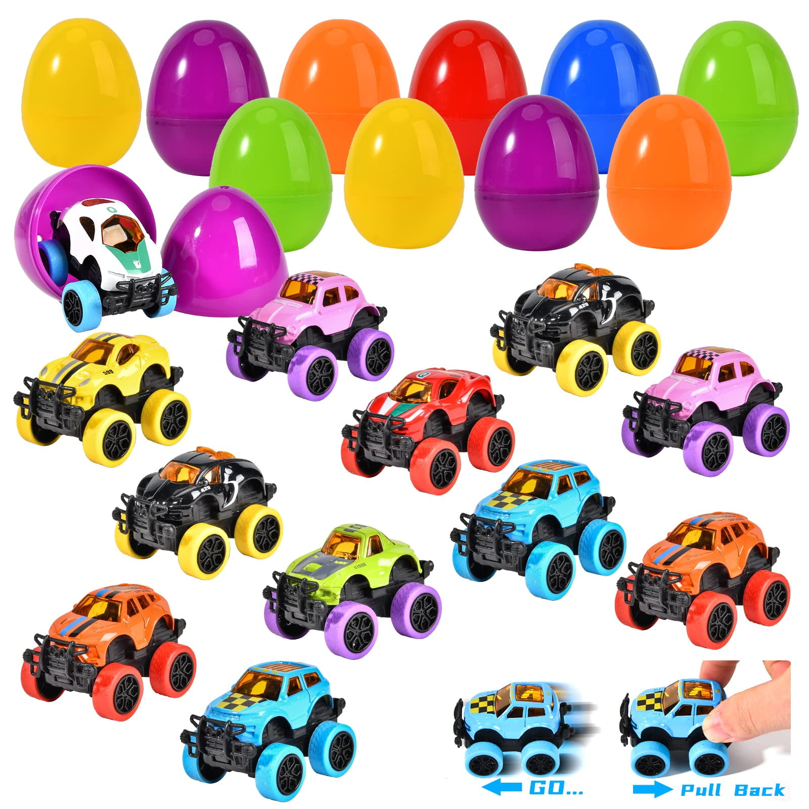 SpringFlower Easter EggITSC Filled with Pull Back Monster Car for Kids ...