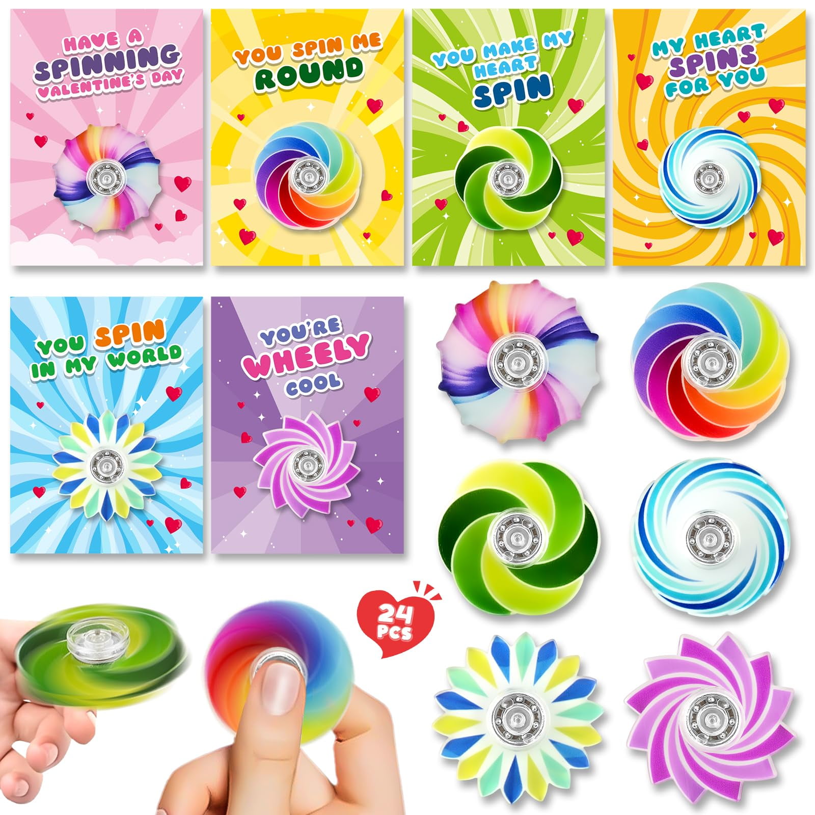 SpringFlower Valentines Day Cards For Kids Classroom With Fidget ...