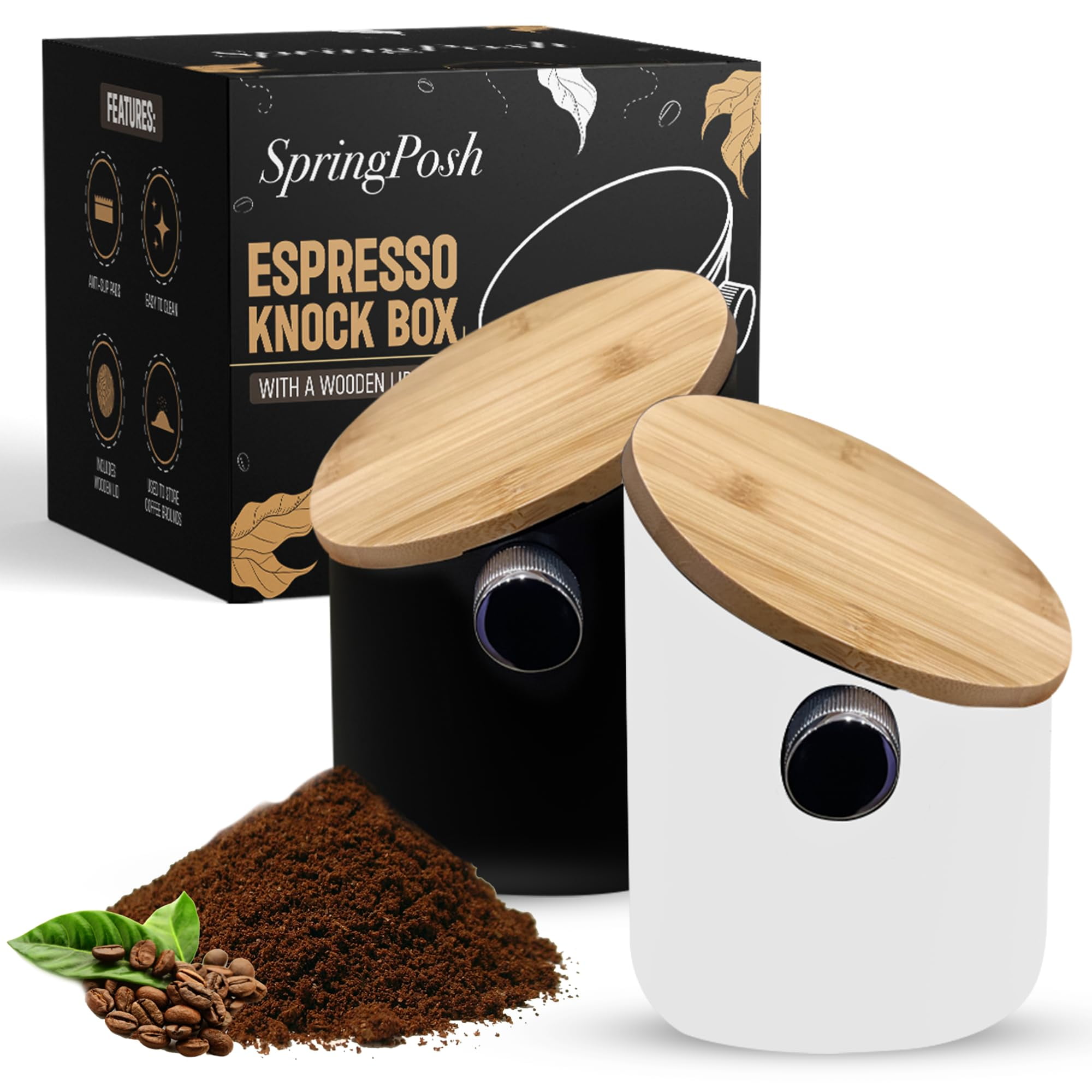 SpringPosh Knock Box with Premium Maple Wood Lid for Coffee & Espresso ...