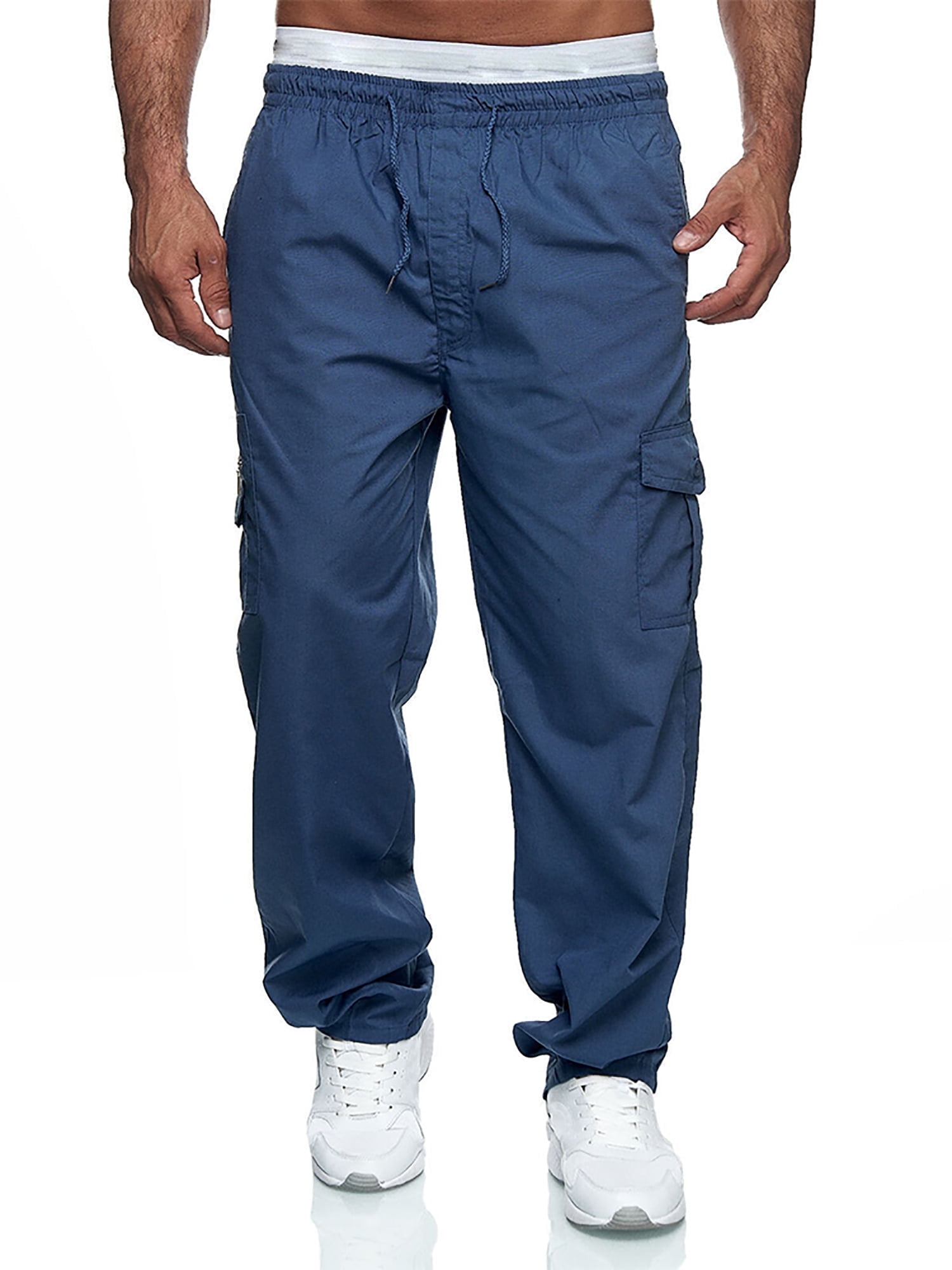SpringTTC Men's Casual Straight Fit Pocket Pure Color Cargo Pants ...