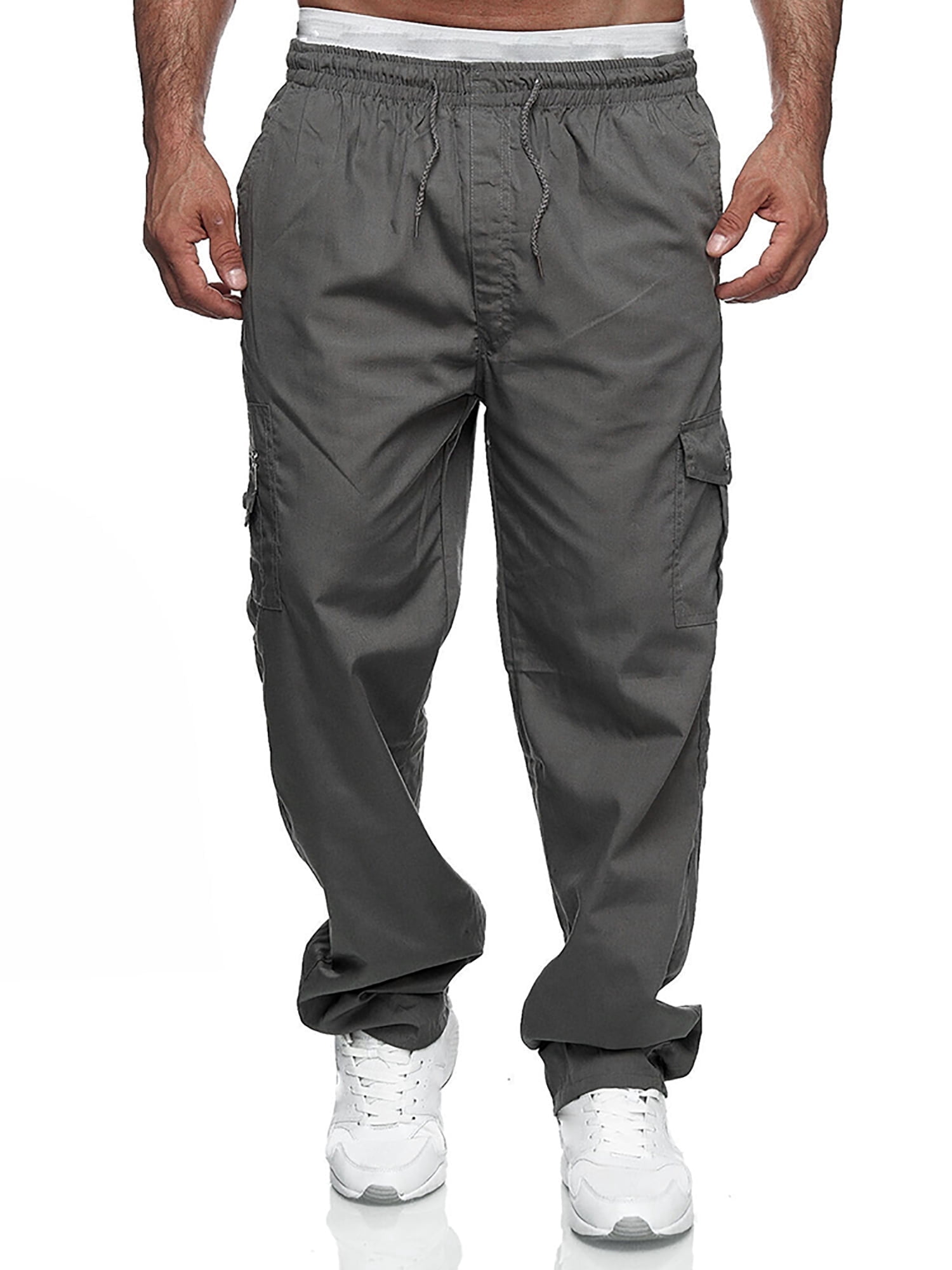SpringTTC Men's Casual Straight Fit Pocket Pure Color Cargo Pants ...