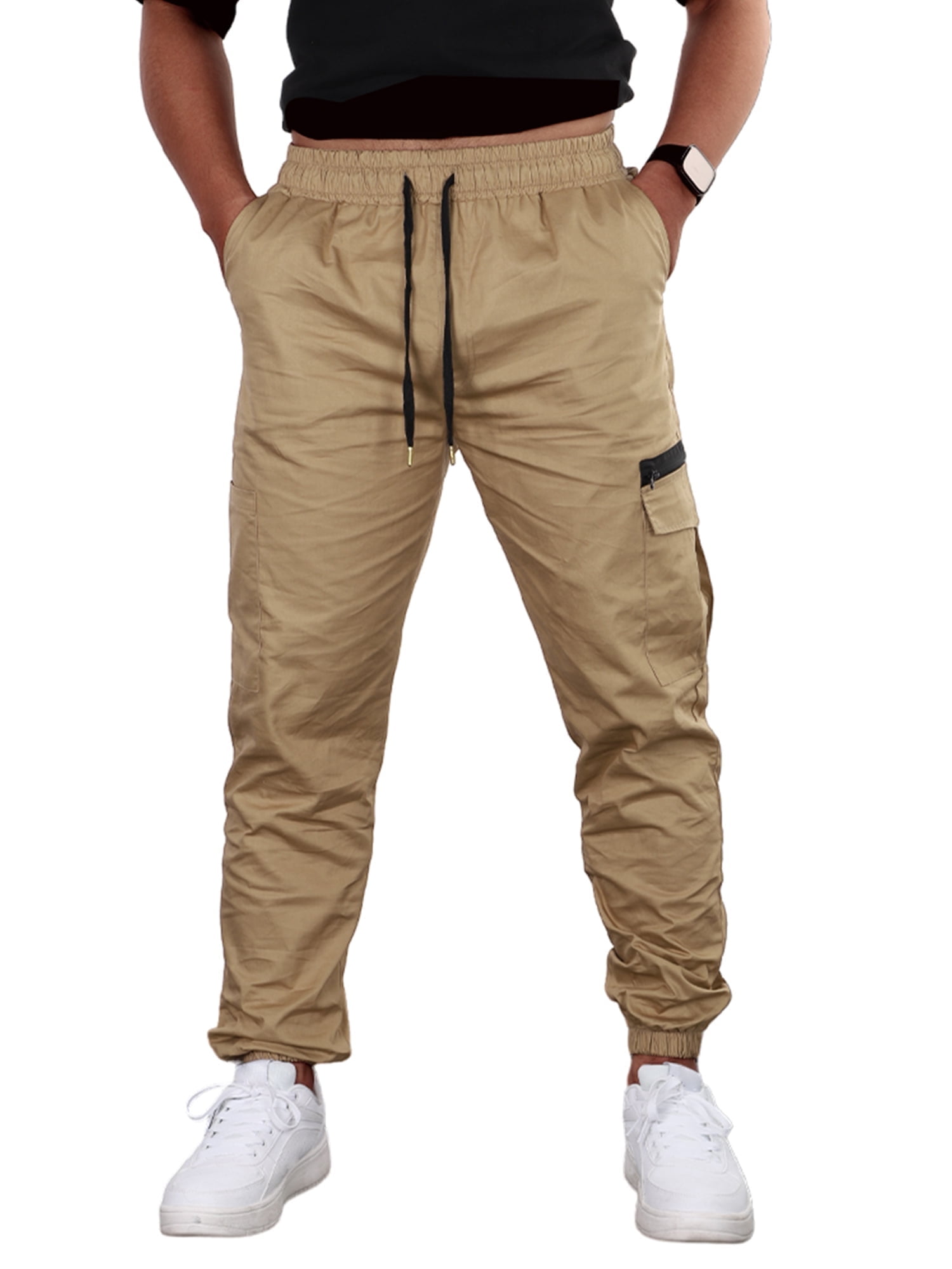 SpringTTC Mens Workwear Pantaloons Trousers Solid Color Mid Waist Multi ...