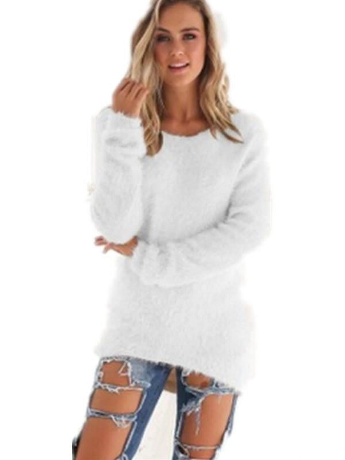 SpringTTC Women Casual Solid Relaxed Fit Round Neck Long Sleeve Knit ...