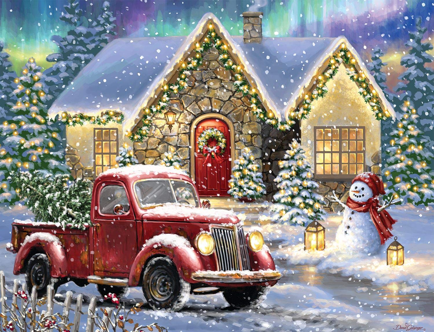 Springbok Christmas Night Lane IFF17 500 Piece Jigsaw Puzzle- Perfect ...