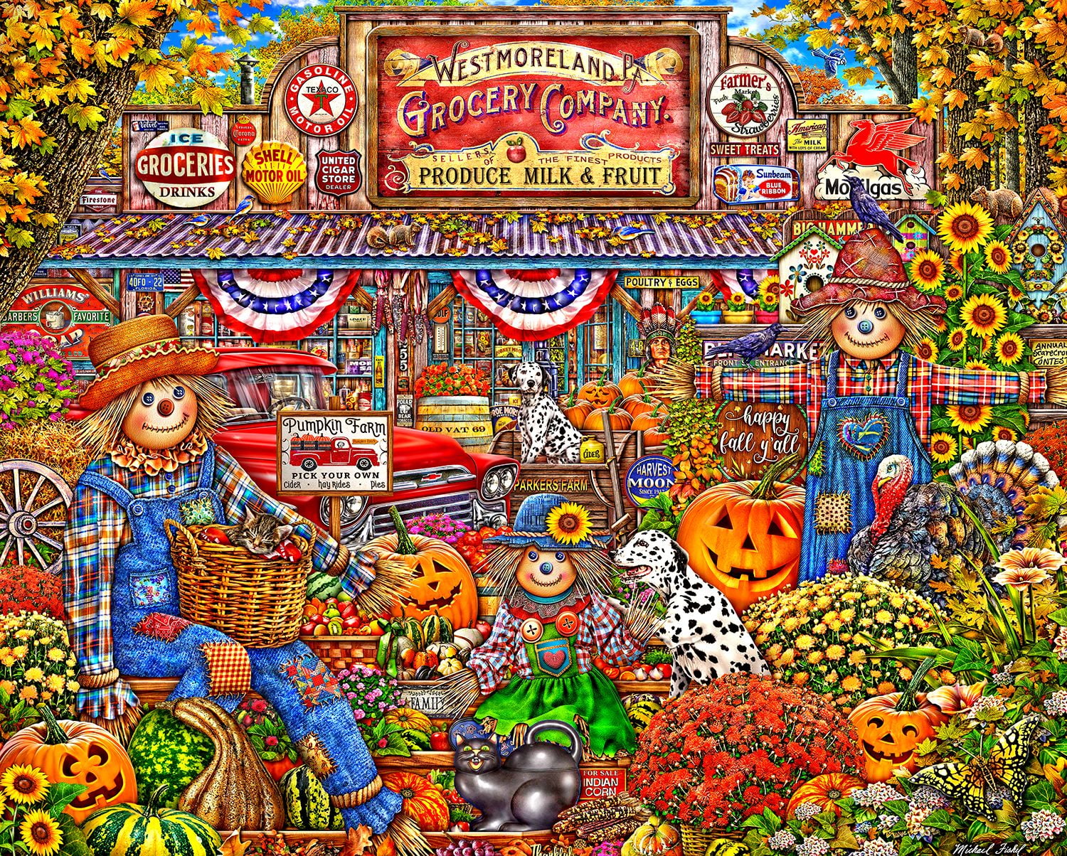 Springbok 1000 Piece Happy Fall Y'all Jigsaw Puzzle for Adults - Made ...