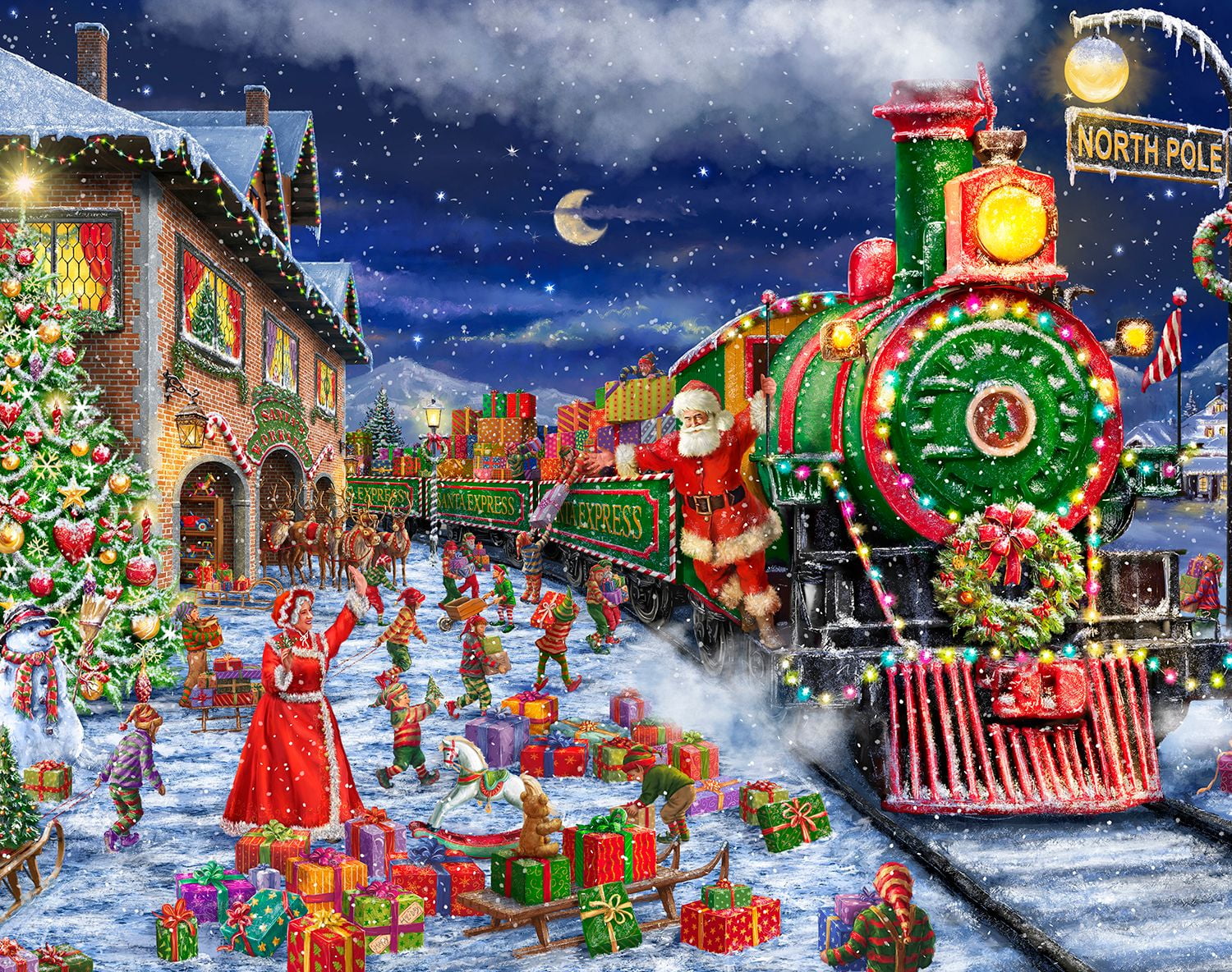 Springbok's 1000 Piece Jigsaw Puzzle Santa Express - Made in USA ...