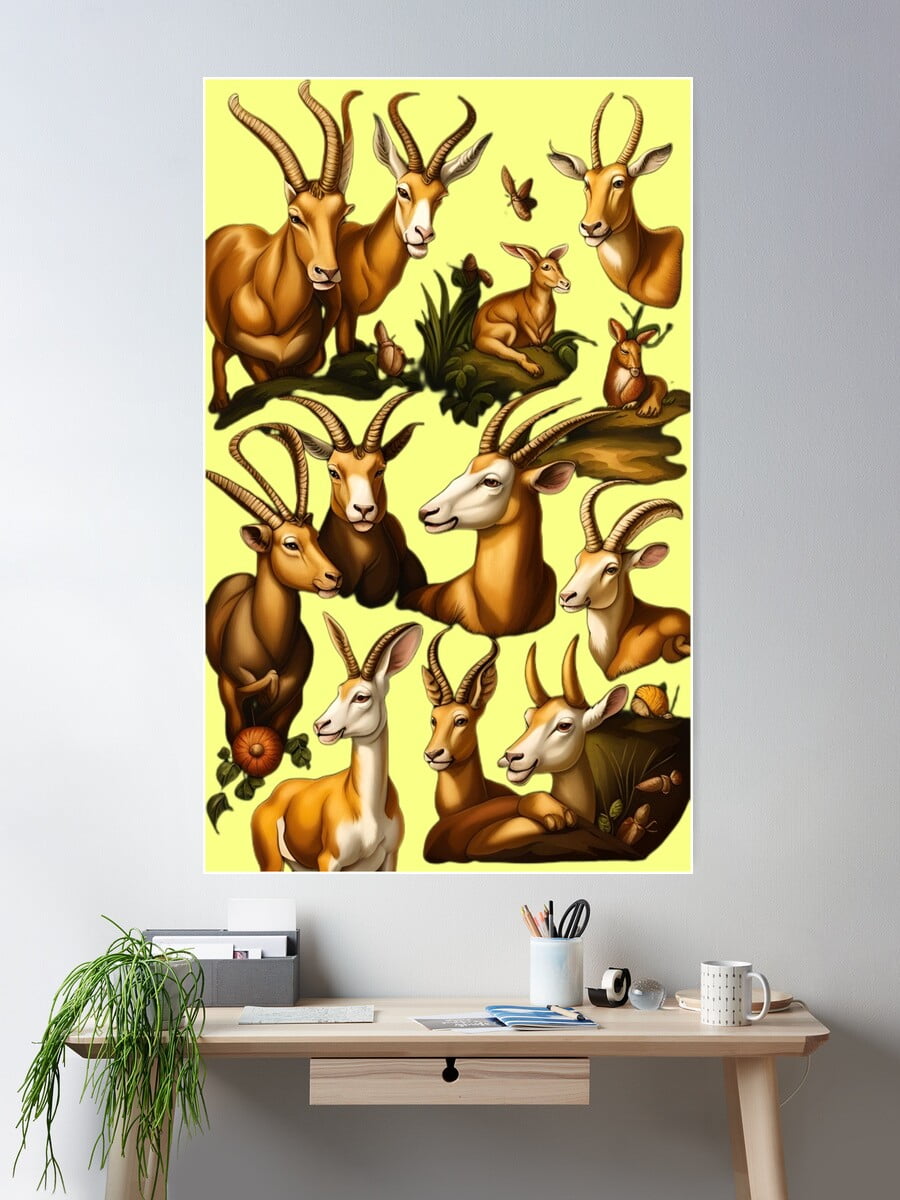 Springboks Family Luxurious Vintage White Unique Ancient Animals ...