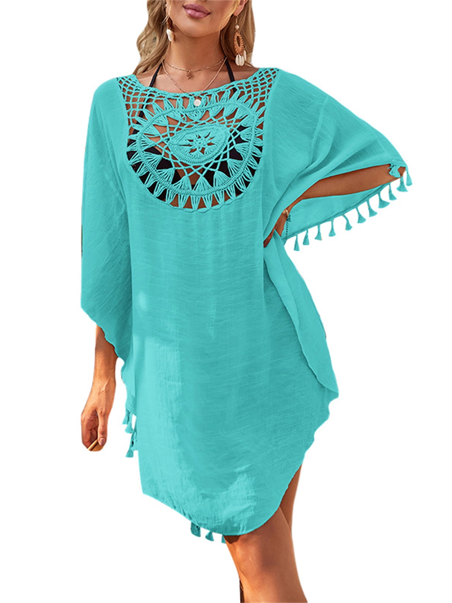 Springcmy Bathing Suit Cover Ups for Swimwear Women See Throug Tassel ...