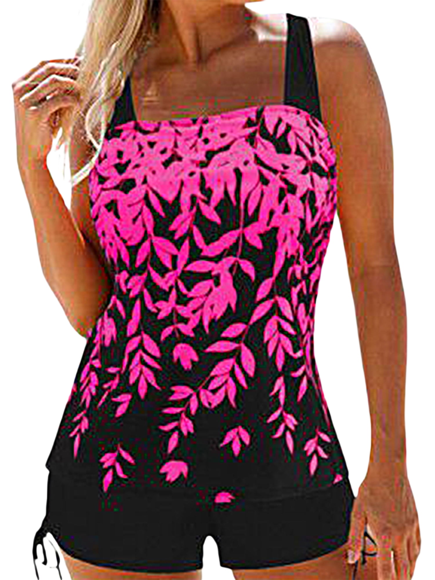 Springcmy Plus Size Tankini Swimsuits for Women Two Piece Swim Top ...