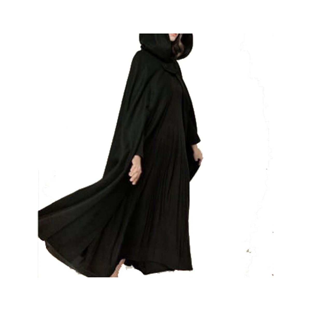 Springcmy Womens Long Cape Cloak Hooded Wool Blend Coat Sleeveless ...