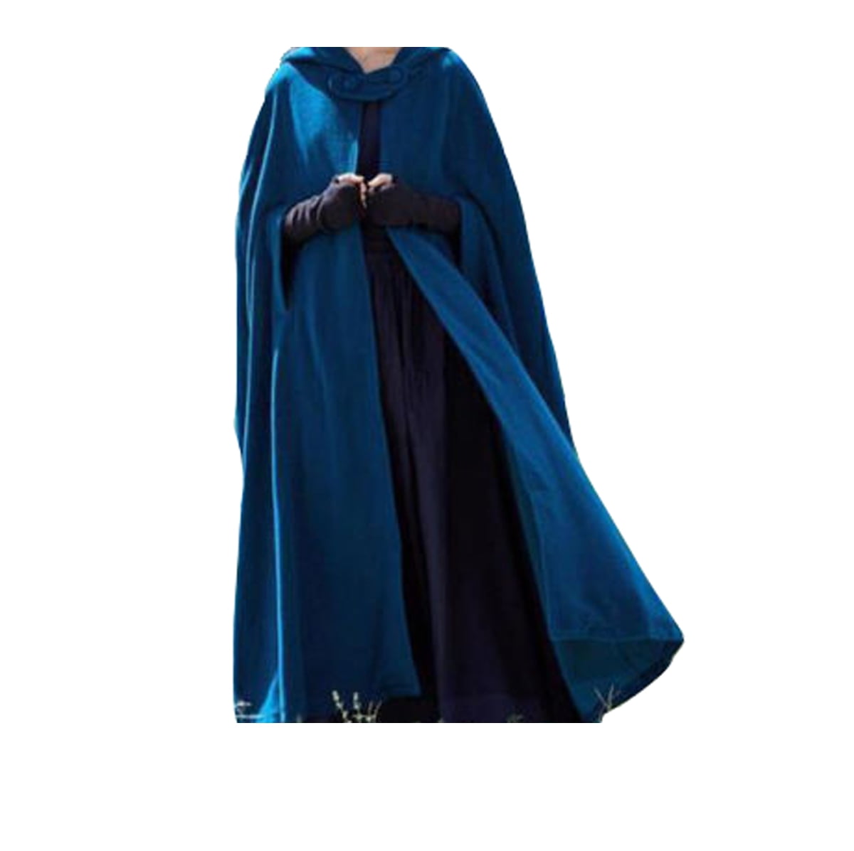 Springcmy Womens Long Cape Cloak Hooded Wool Blend Coat Sleeveless ...