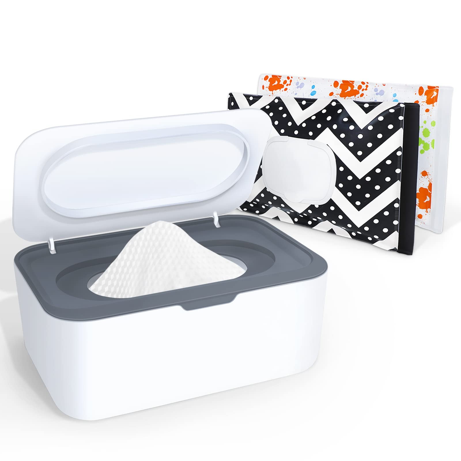 Baby Wipes Dispenser, Wipe Holder with Lids Diaper Wipes Case for ...