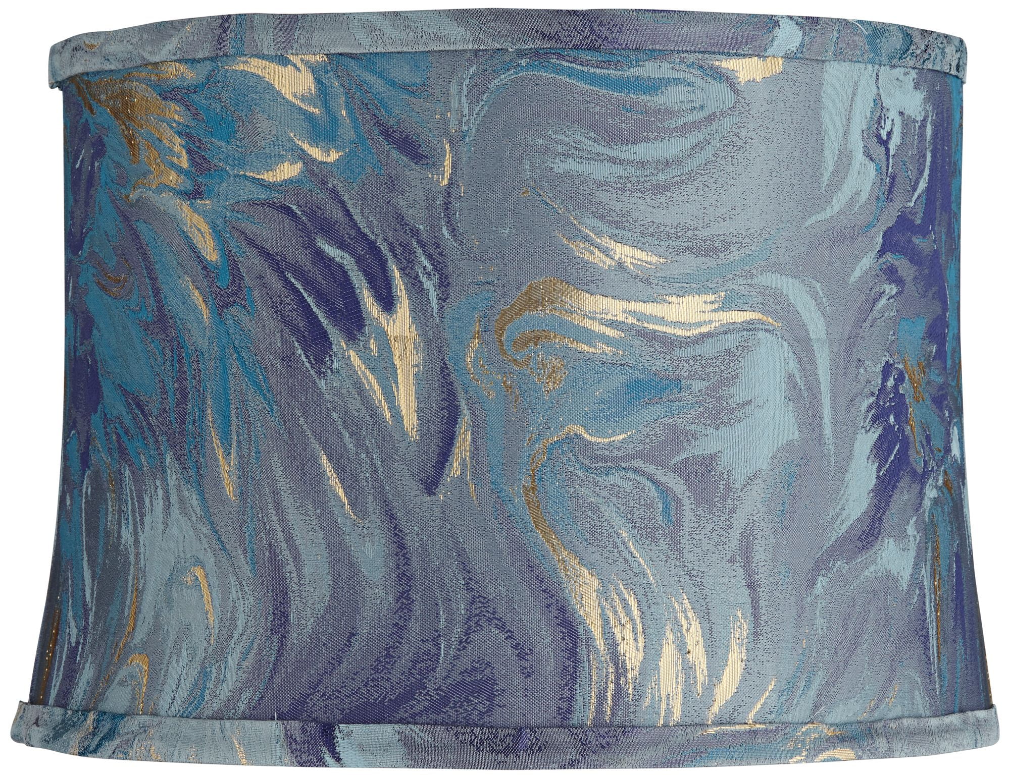 Springcrest Round Softback Lamp Shade, Blue Abstract Pattern, 13x14x10 ...