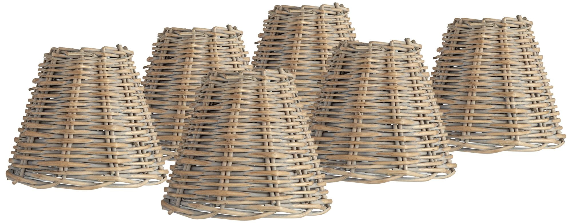 Springcrest Collection Set of 6 Lamp Shades Natural Wicker Weave Small ...