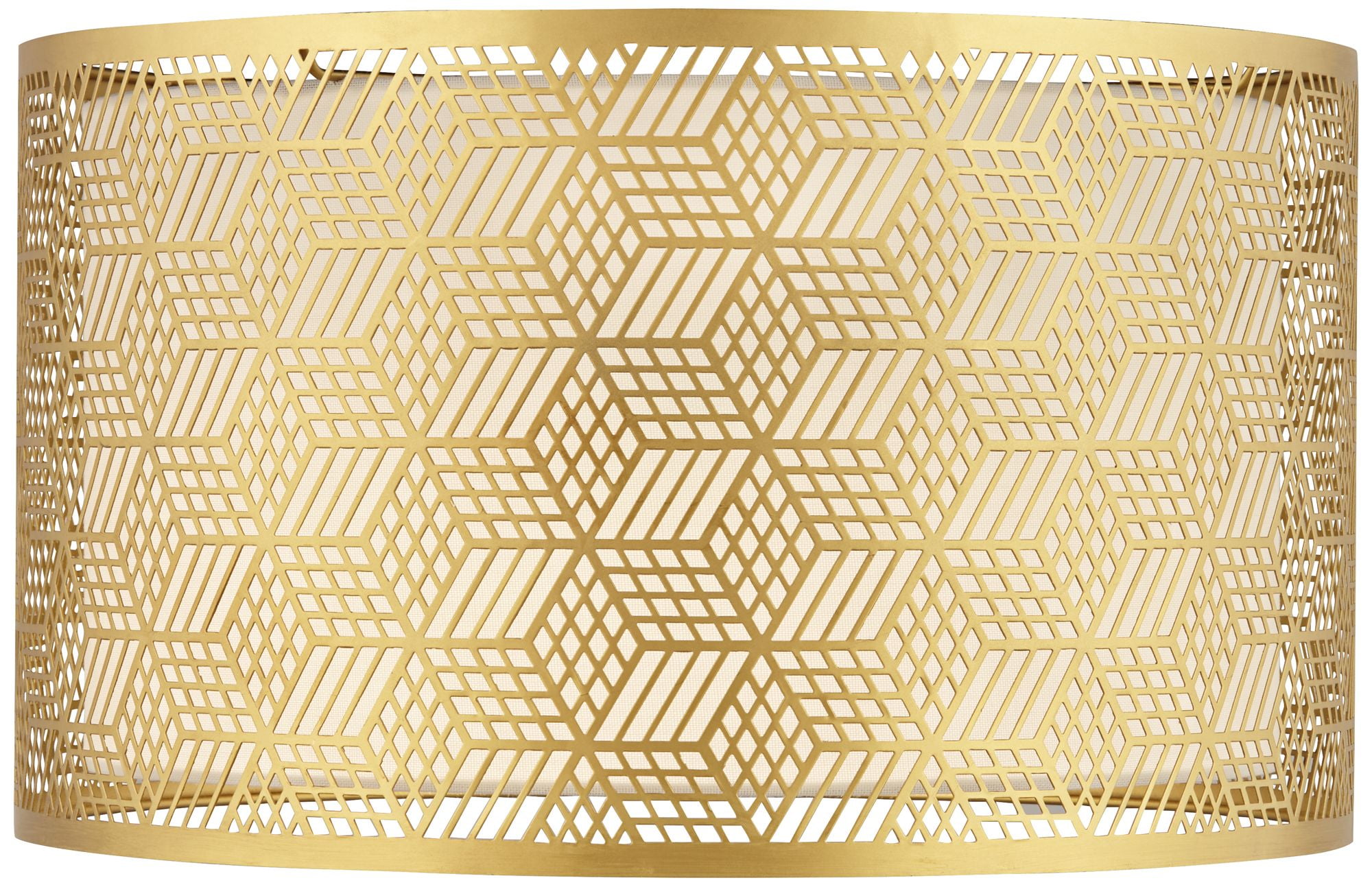 Springcrest Large Drum Lamp Shade with Gold Finish and Laser Cut Metal ...