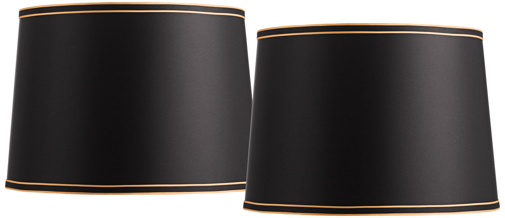 Springcrest Set of 2 Drum Lamp Shades Black Medium 14" Top x 16" Bottom ...