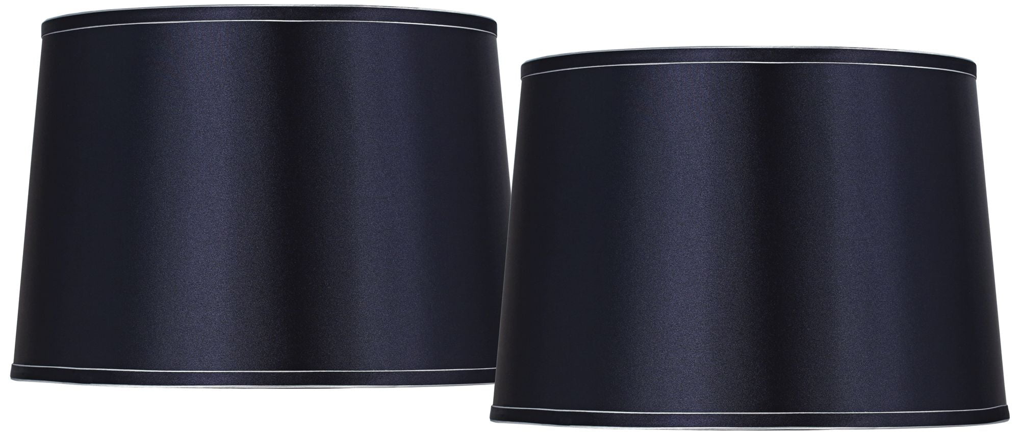 Springcrest Set of 2 Dark Navy Blue Drum Lamp Shades, 14x16x11, Satin ...