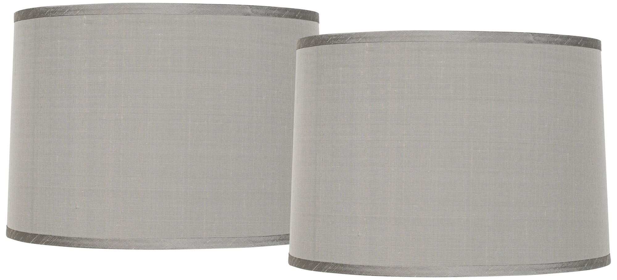 Springcrest Set of 2 Drum Lamp Shades Gray Medium 15" Top x 16" Bottom ...