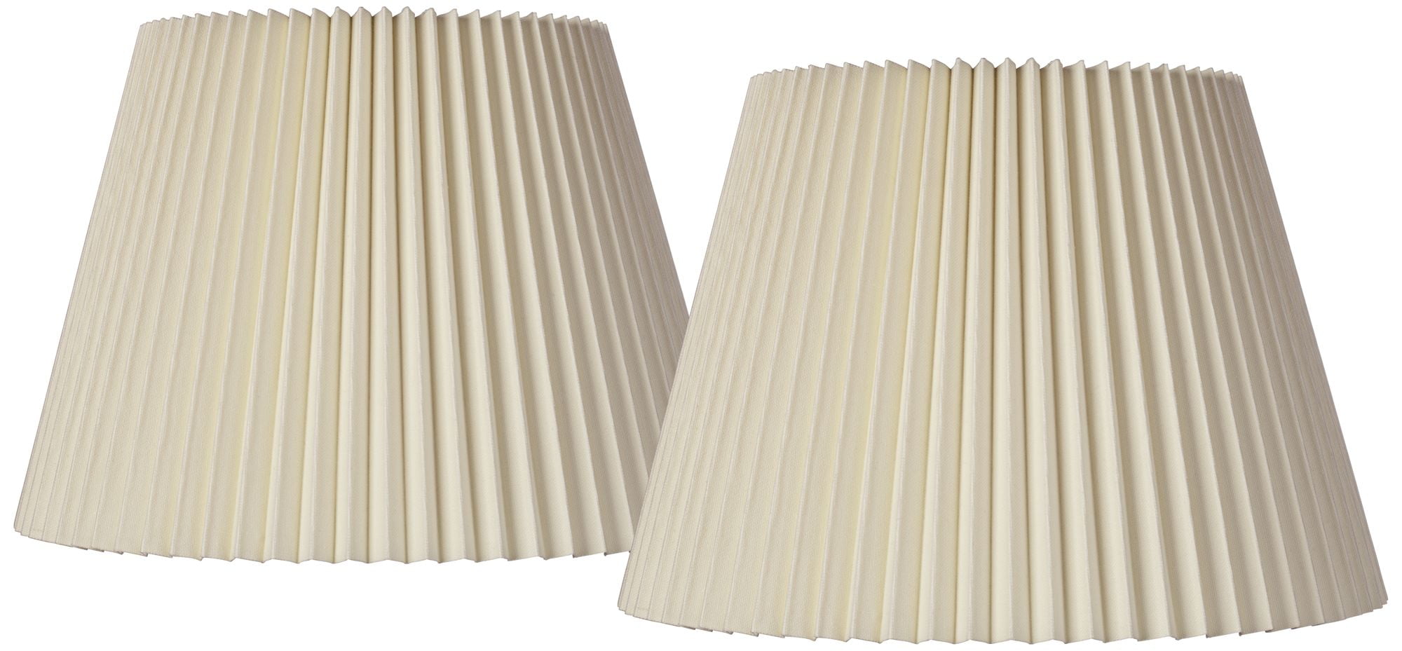 Springcrest Set of 2 Ivory Linen Drum Lamp Shades with Knife Pleat ...