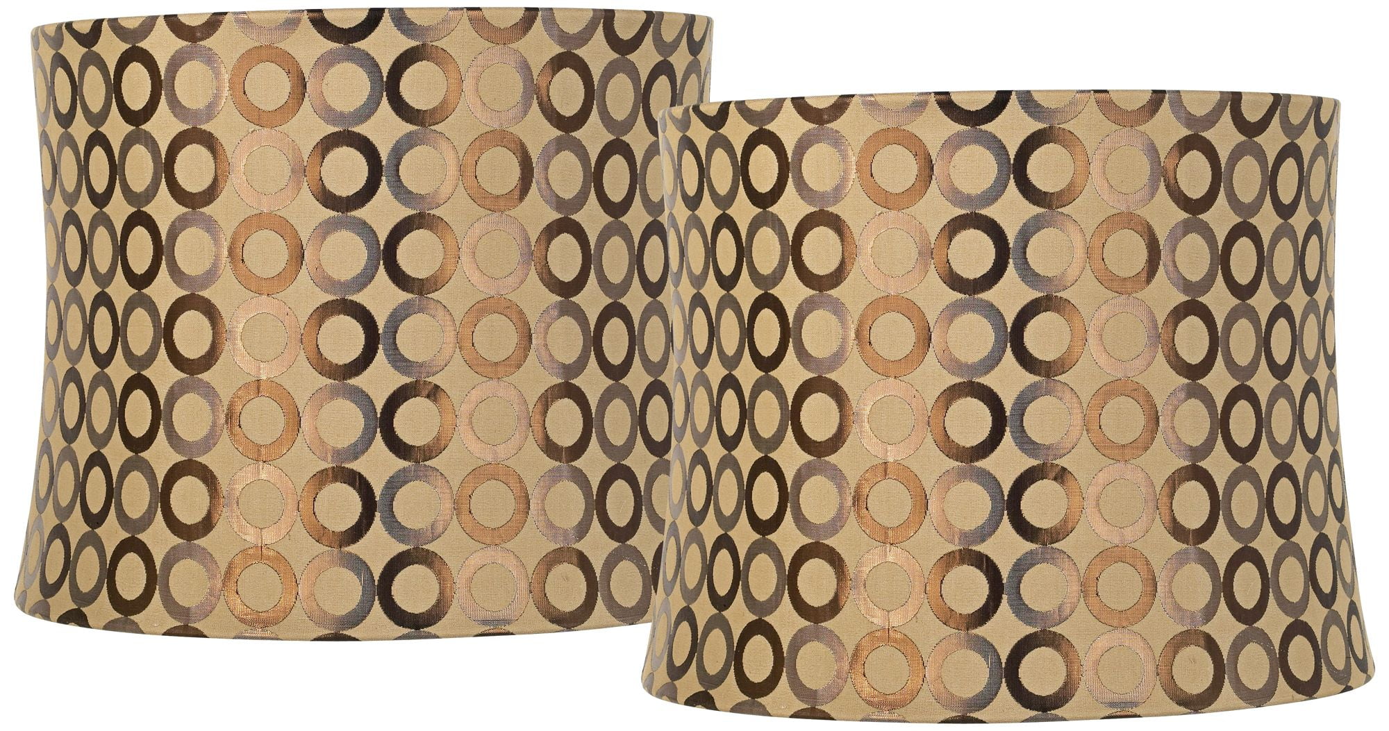 Springcrest Set of 2 Drum Print Lamp Shades Tan Copper Circles Medium ...