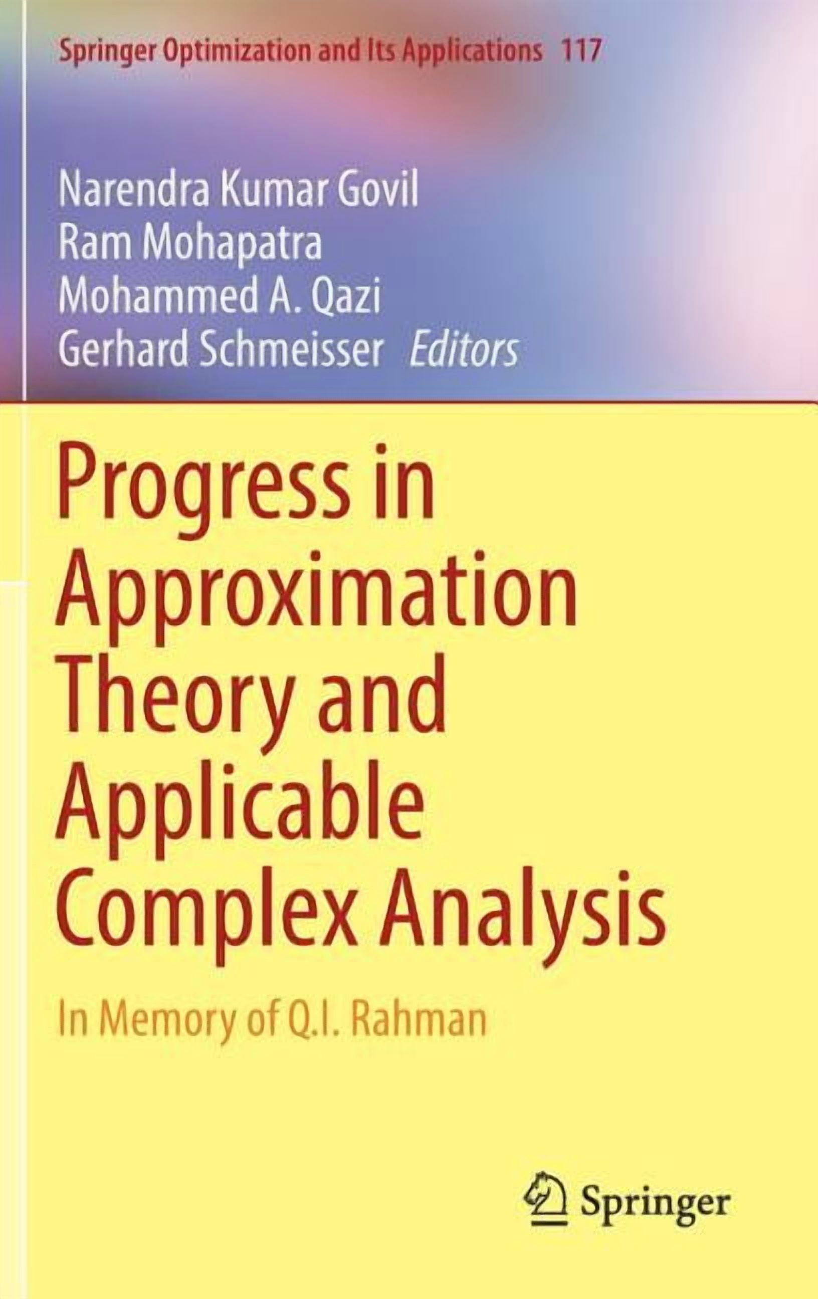 Springer Optimization and Its Applicatio Progress in Approximation Theory and Applicable Complex ...