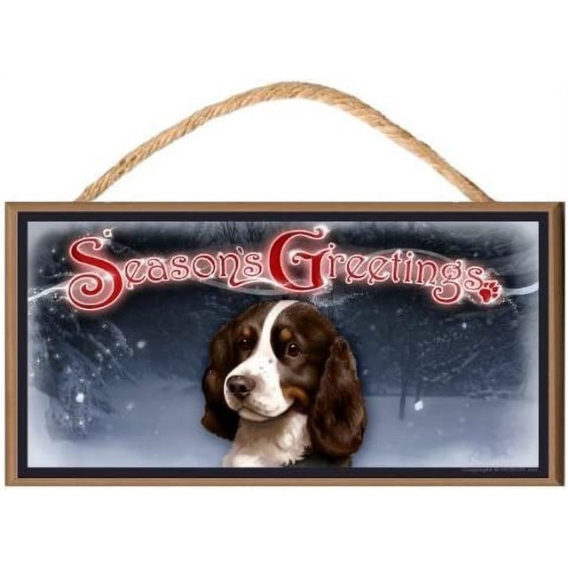 Springer Spaniel Dog "Season's Greetings" Dog Sign / Plaque featuring ...