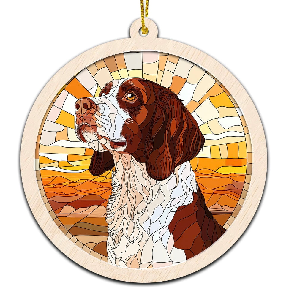 Springer Spaniel Stained Glass Suncatcher Ornament – Text Christmas ...