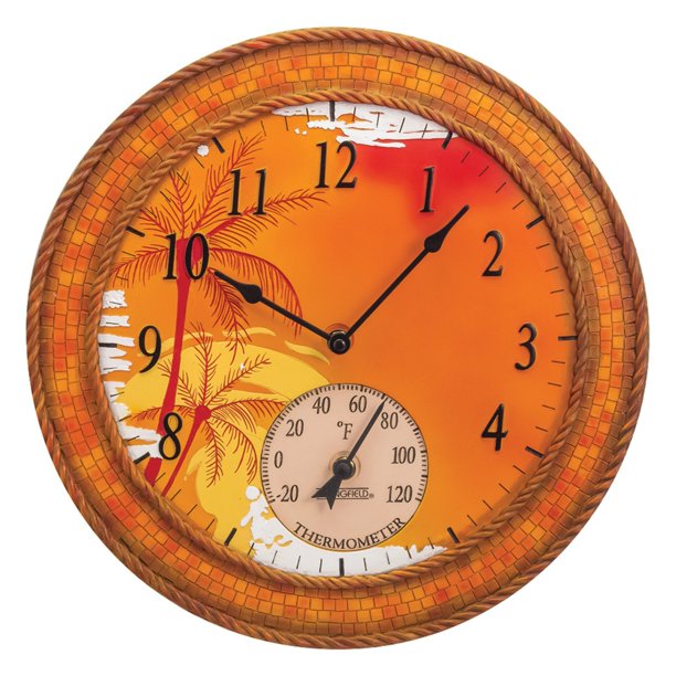 Springfield 14" Poly Resin Clock with Thermometer - Walmart.com
