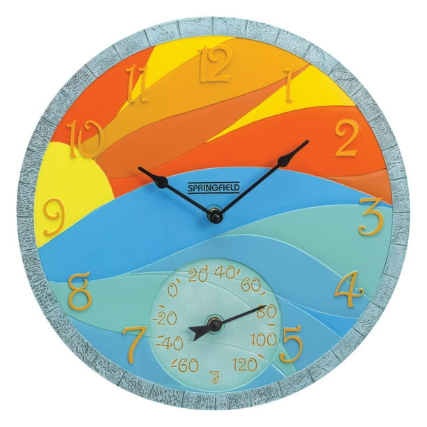 Springfield 14" Poly Resin Clock with Thermometer - Walmart.com