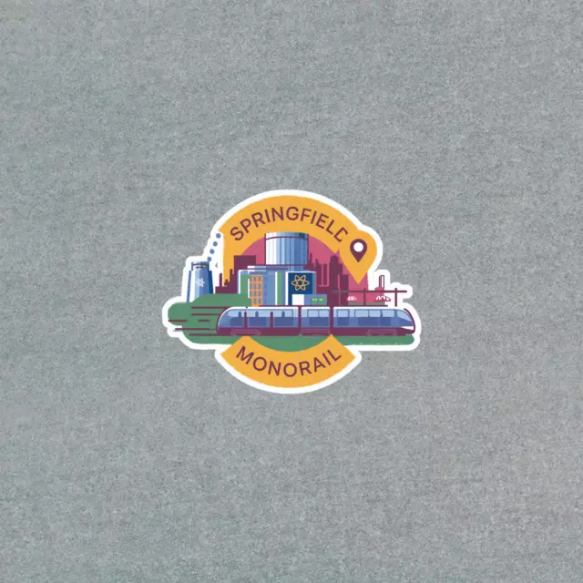 Springfield Monorail Sticker - Colorful Cartoon City Scene For Fans Of ...