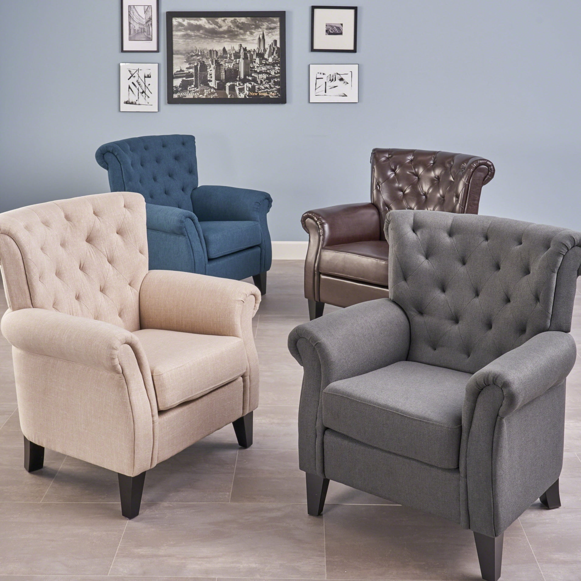 Springfield Tufted Club Chair with Contemporary Design, Nailhead Trim ...