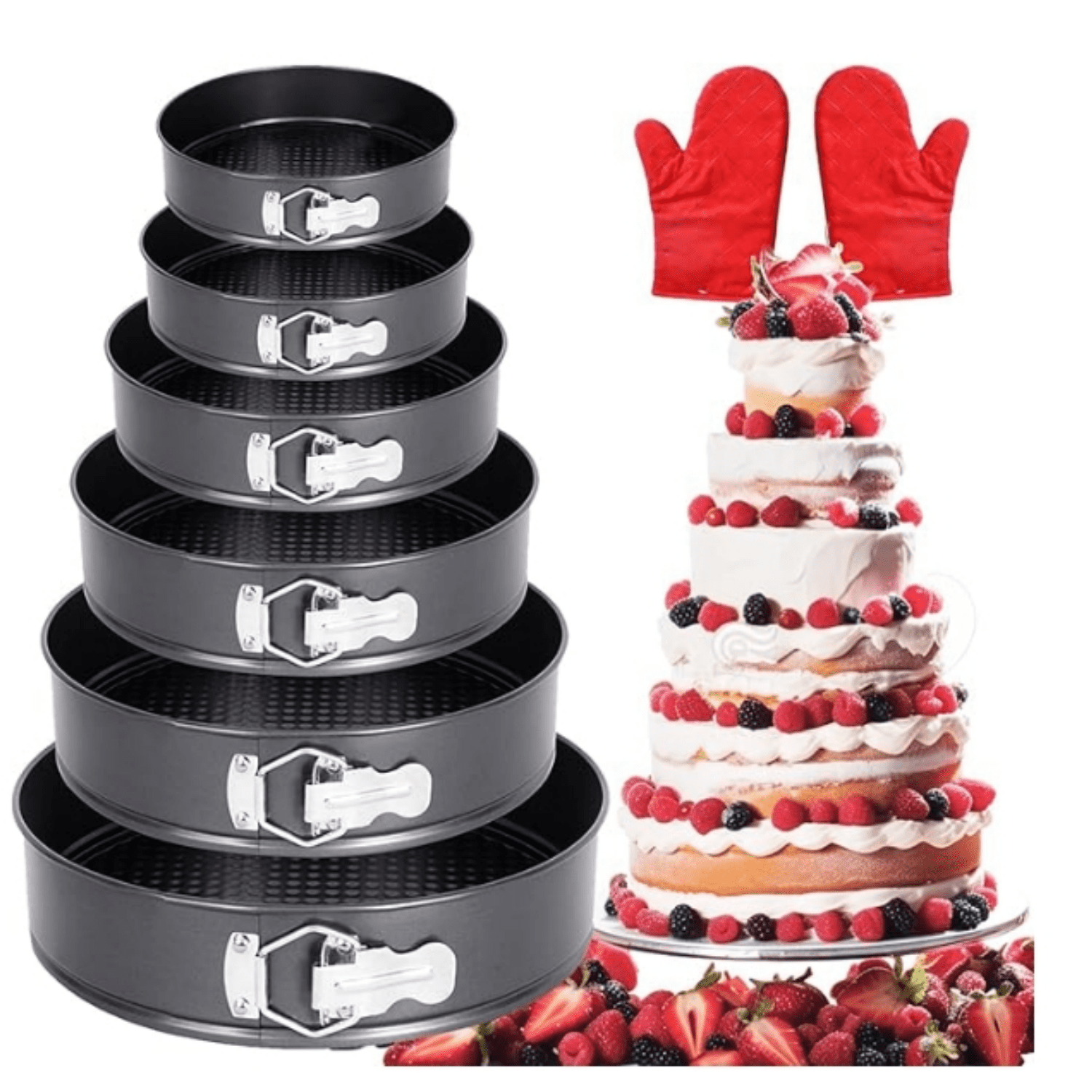 Springform Cake Pan Set, Non-stick 6pcs(7 8 8.5 9.5 10 11Inch ...