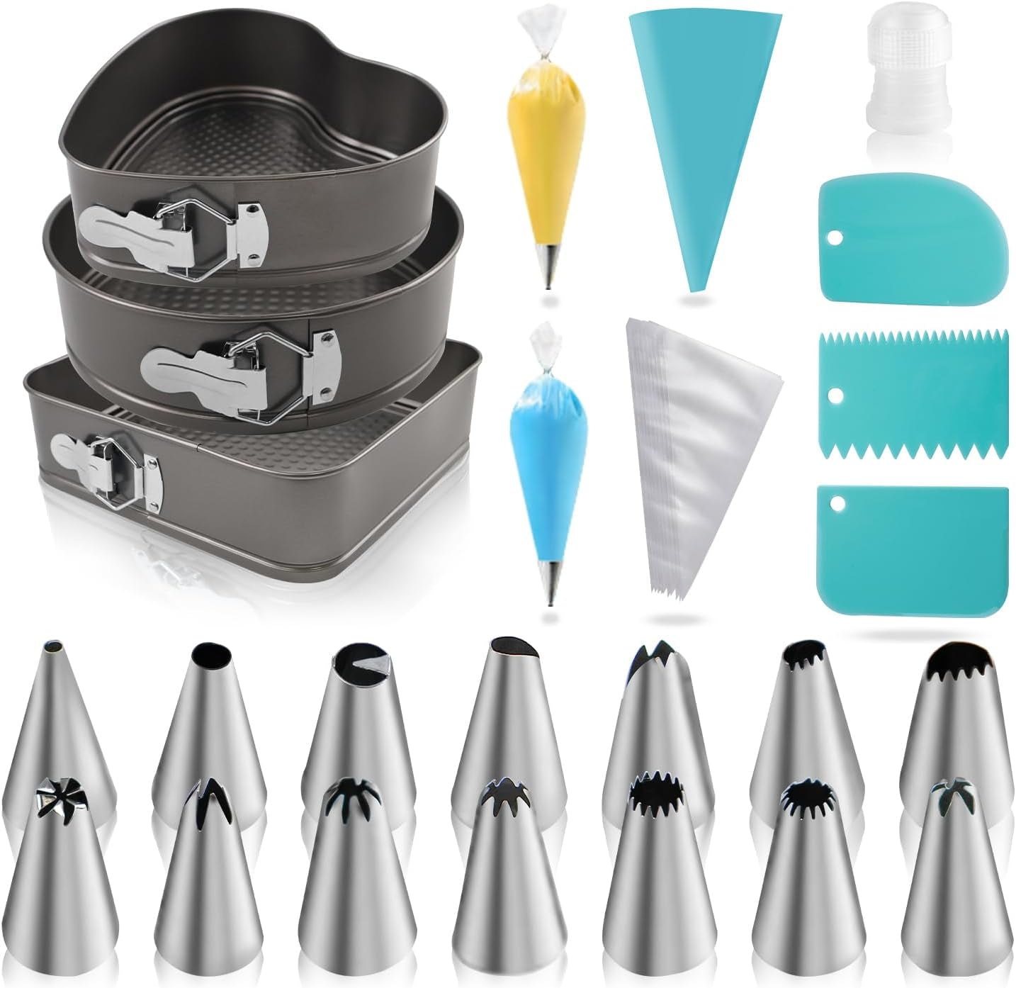 Springform Cake Pans Set 8, 9,10 Inch Heart Pan Round Cake Pan Square ...