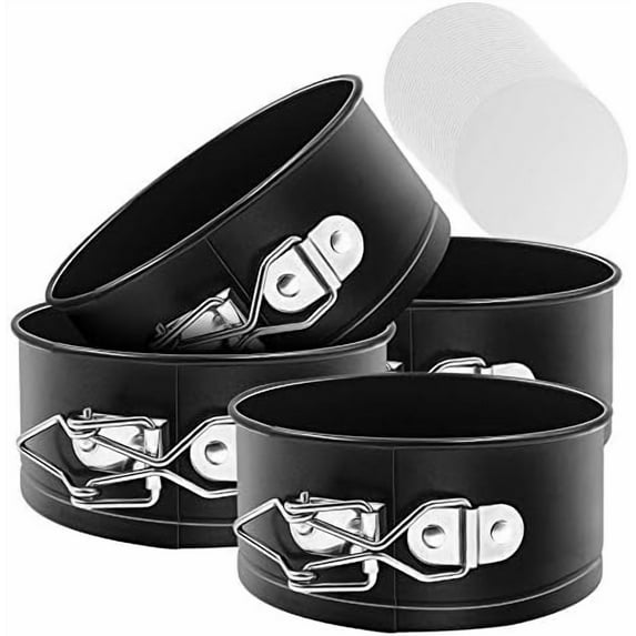 Springform Pan 4 Pack 4-Inch Mini Cake Pan with 50 Pcs Parchment Paper ...