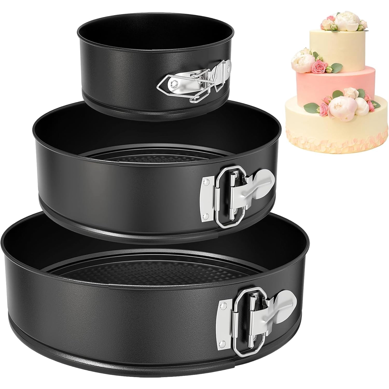Springform Pan Set of 3 Pcs (4"/7"/9"), Non-stick Cheesecake Pans with ...