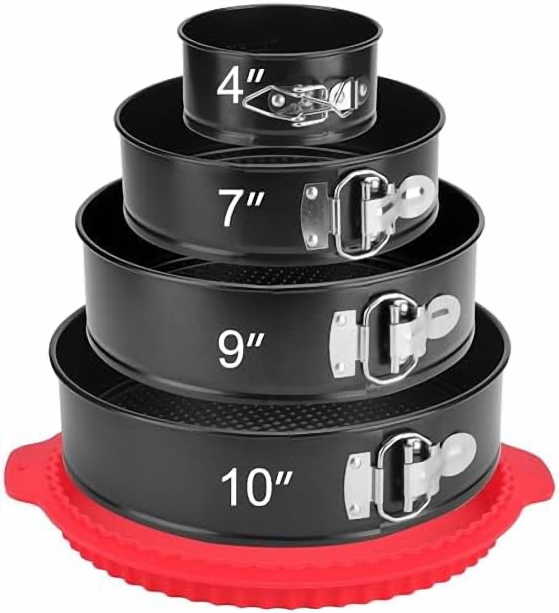 Springform Pan Set of 4, 4/7/9/10inch Cake Pans with Leakproof Silicone ...