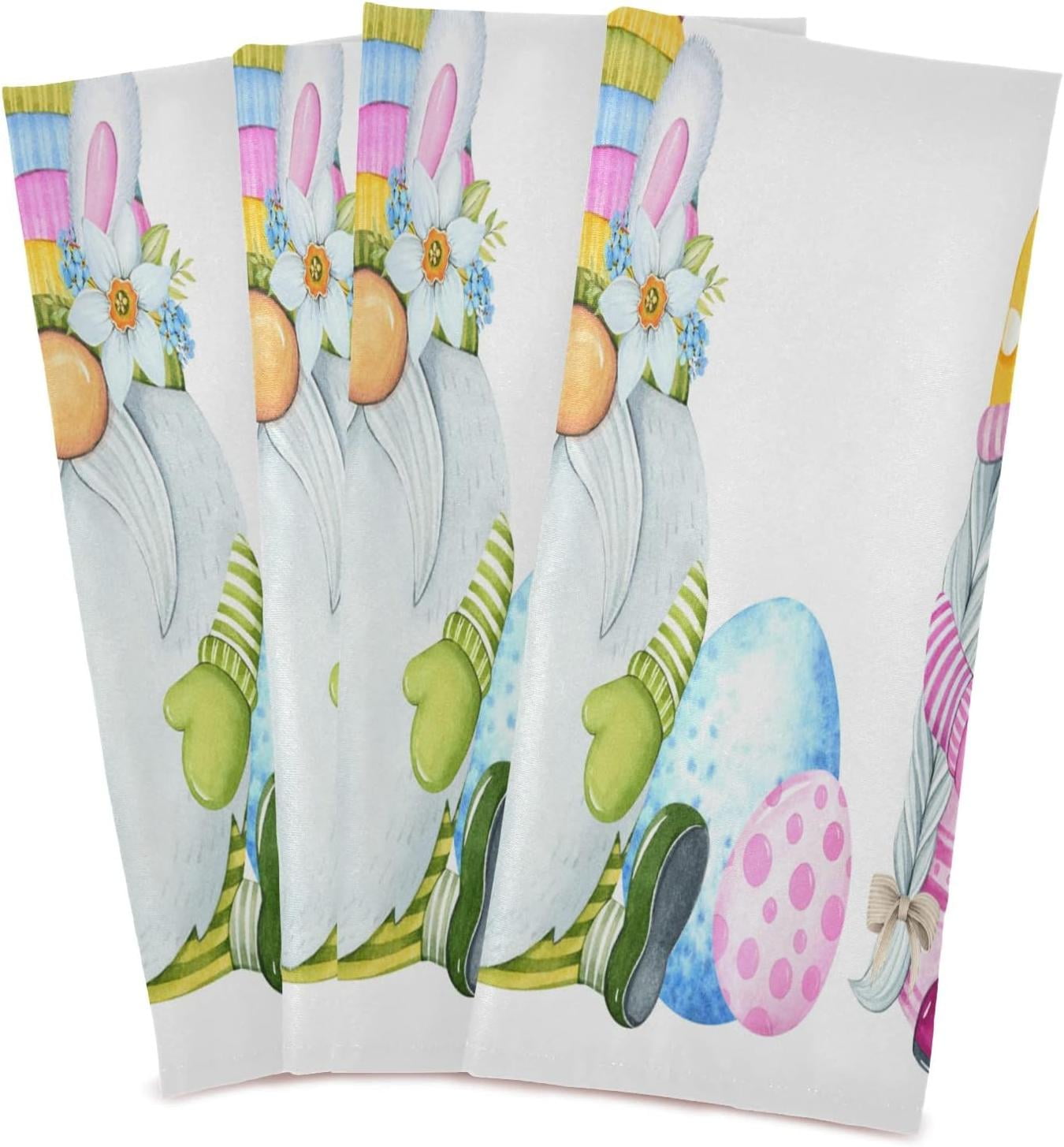 Springgnome Kitchen Tea Towels Set of 4 Absorbent Hand Dish Towels, Easter Eggs Carrot Bunny Ear ...
