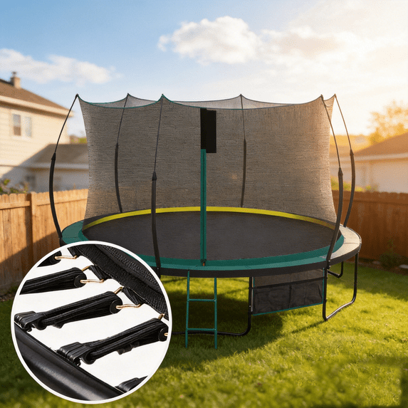 Springless Bungee Trampoline,6/8/10/12/14 FT, with Enclosure Net ...