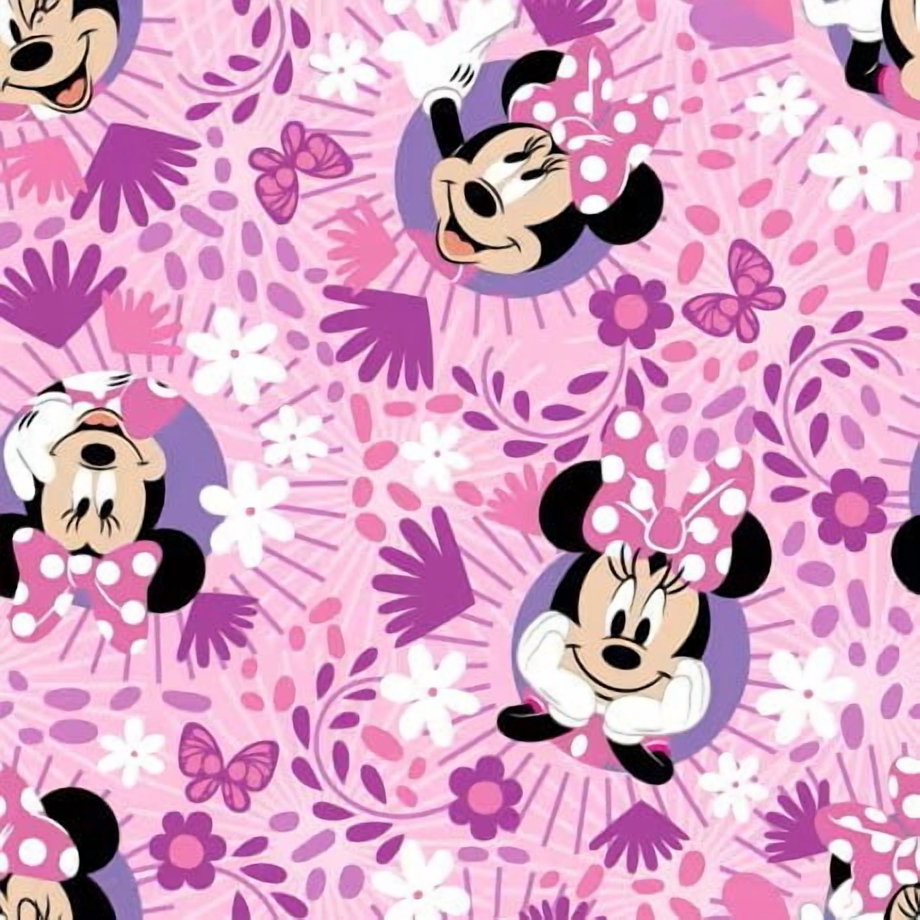 Springs Creative 100% Cotton Minnie Mouse Icon Badge Floral Butterfly ...