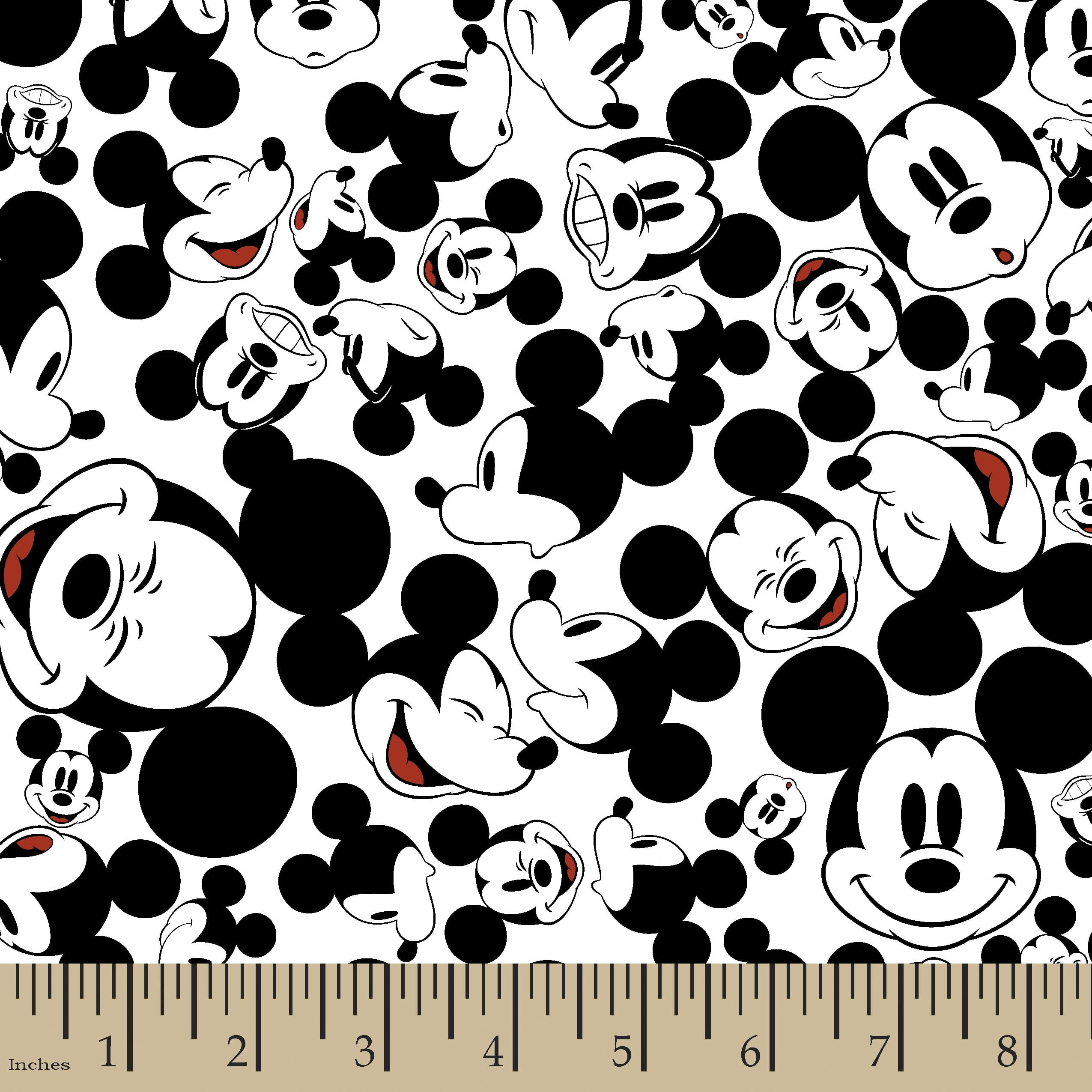 Springs Creative 18" x 22" Many Faces of Mickey Precut Fabric, Black ...