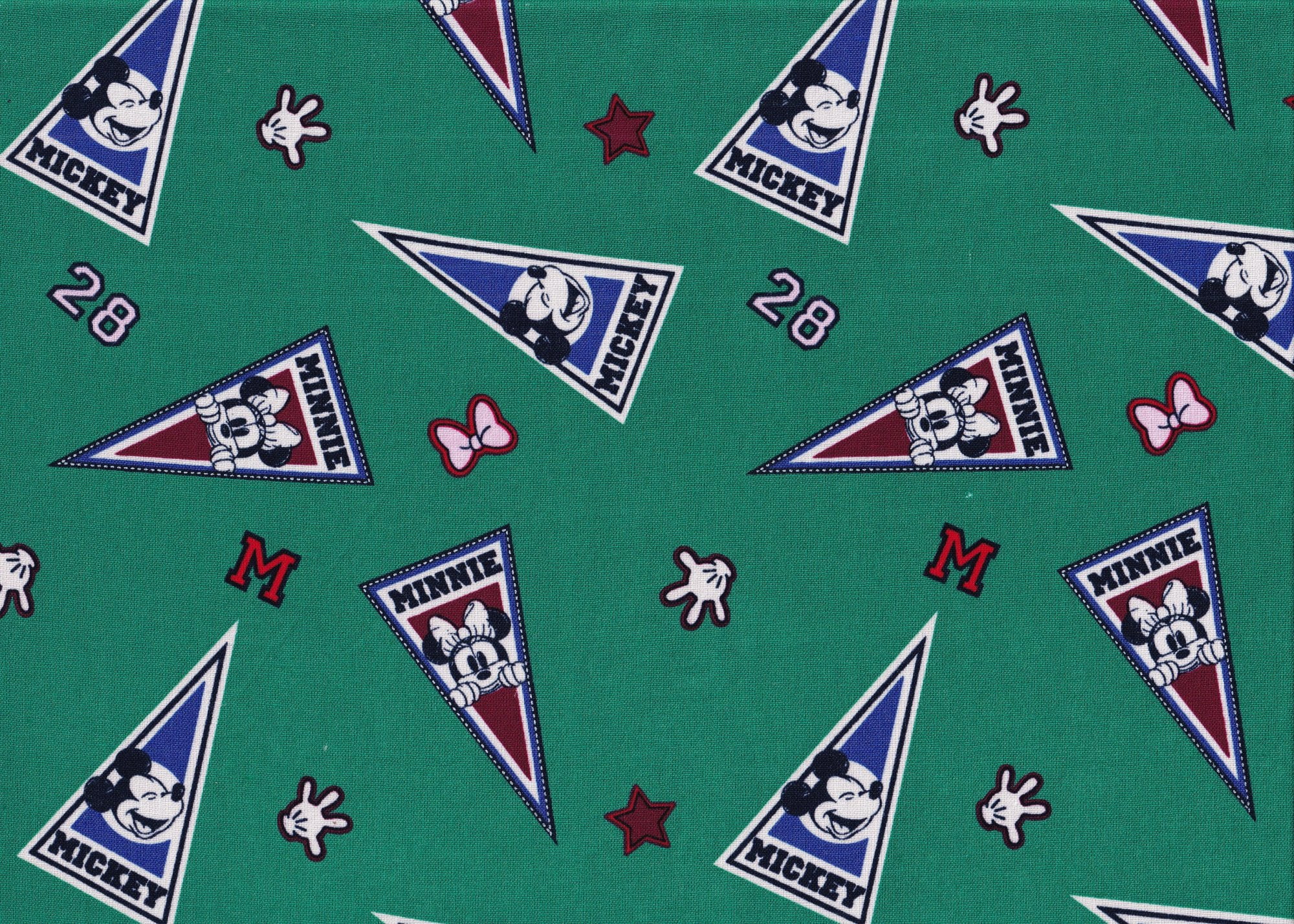 Springs Creative Disney Mickey Minnie Cheer Flags in Green 100% Cotton ...